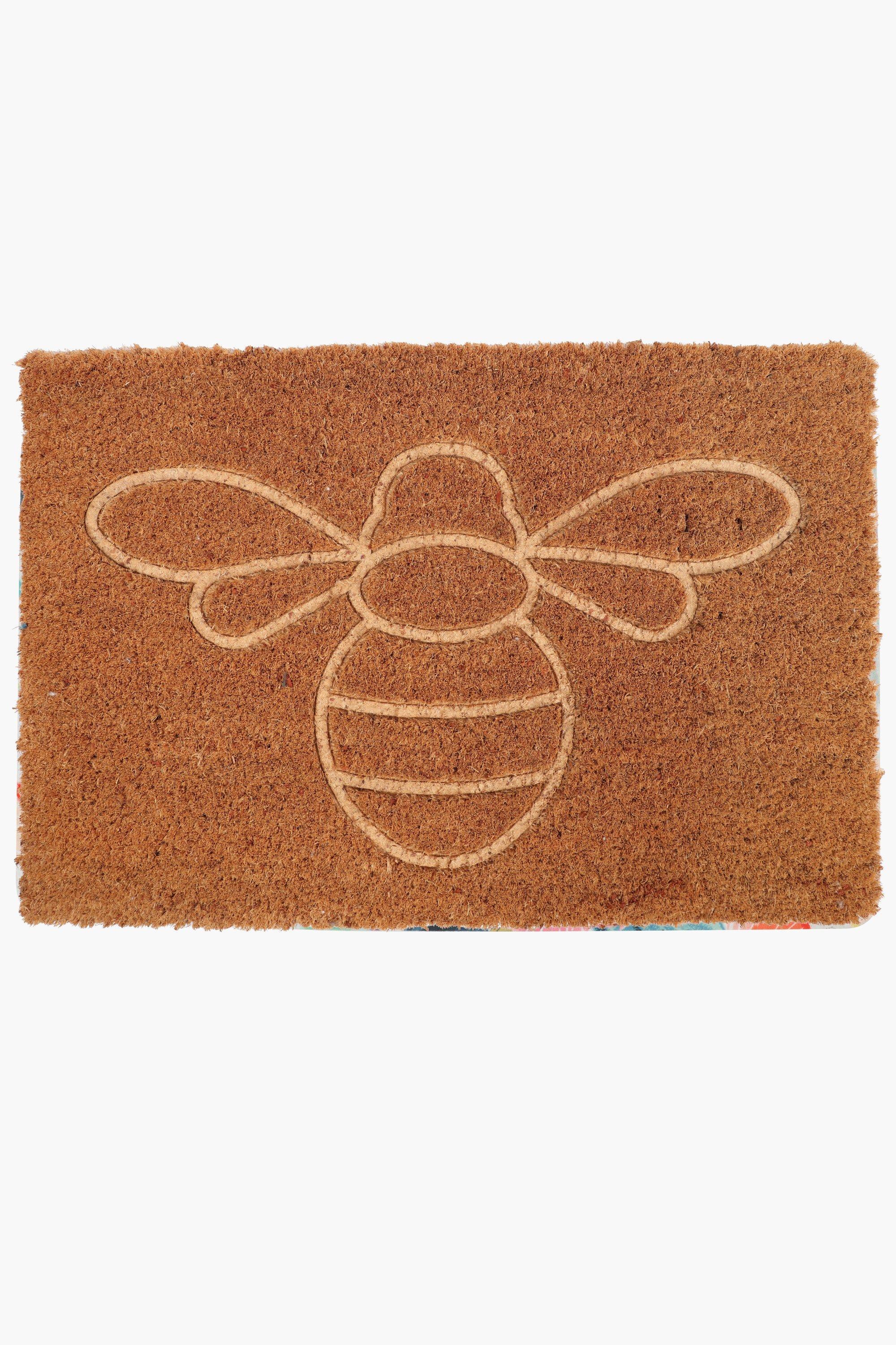 Coir Embossed Honey Bee Door Mat Small, 40x60cm