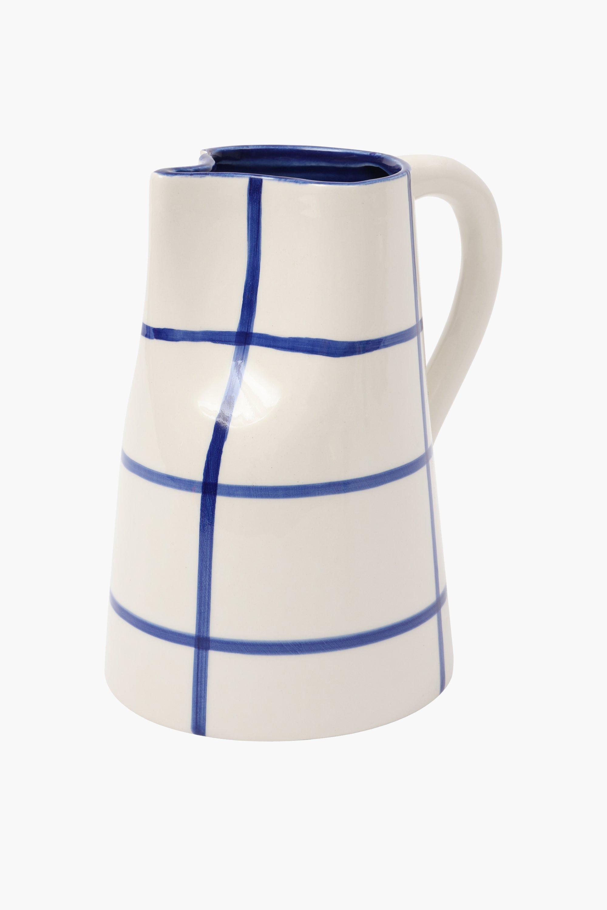 Ceramic Check Jug, 18x22cm