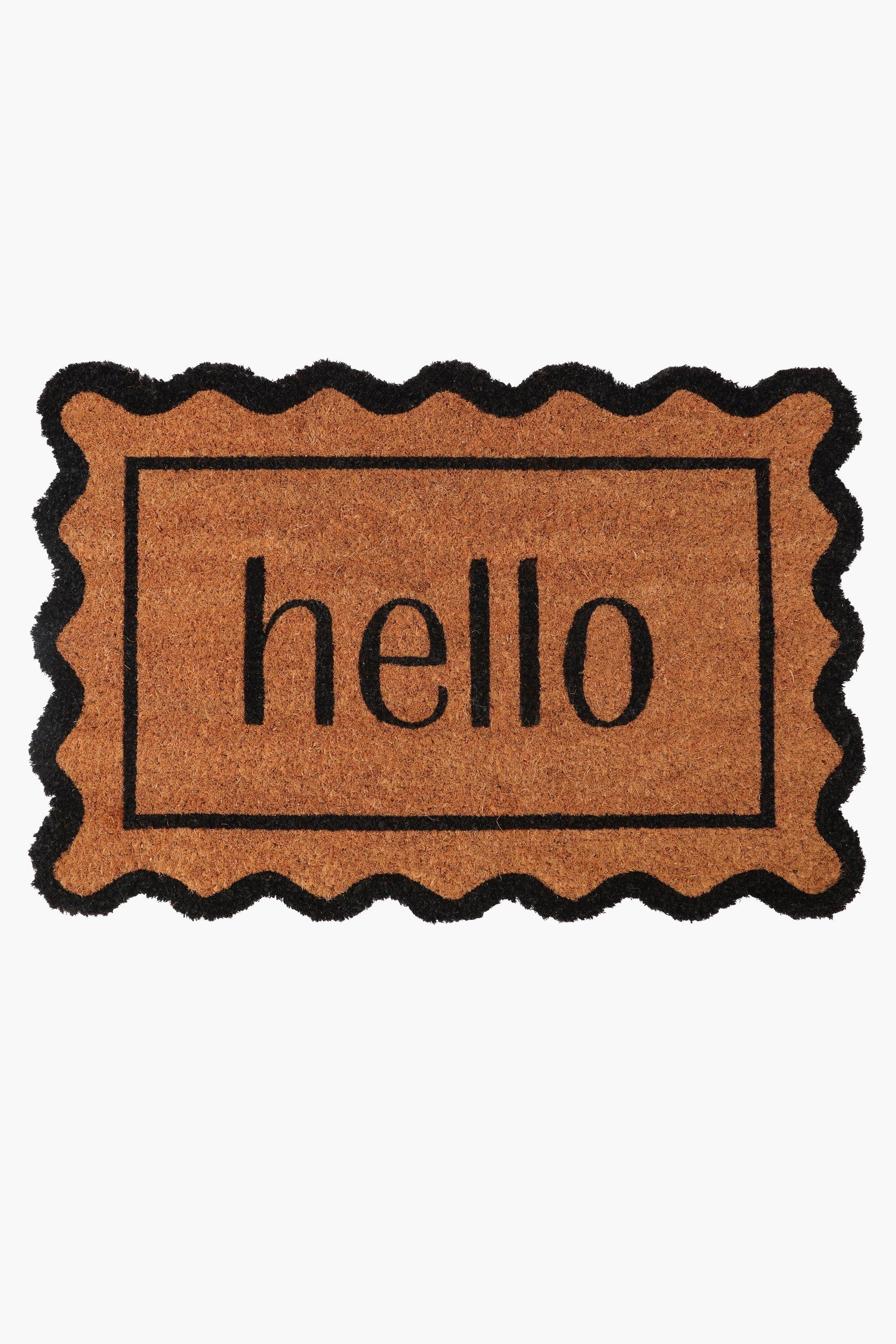 Coir Hello Scalloped Doormat, 40x60cm