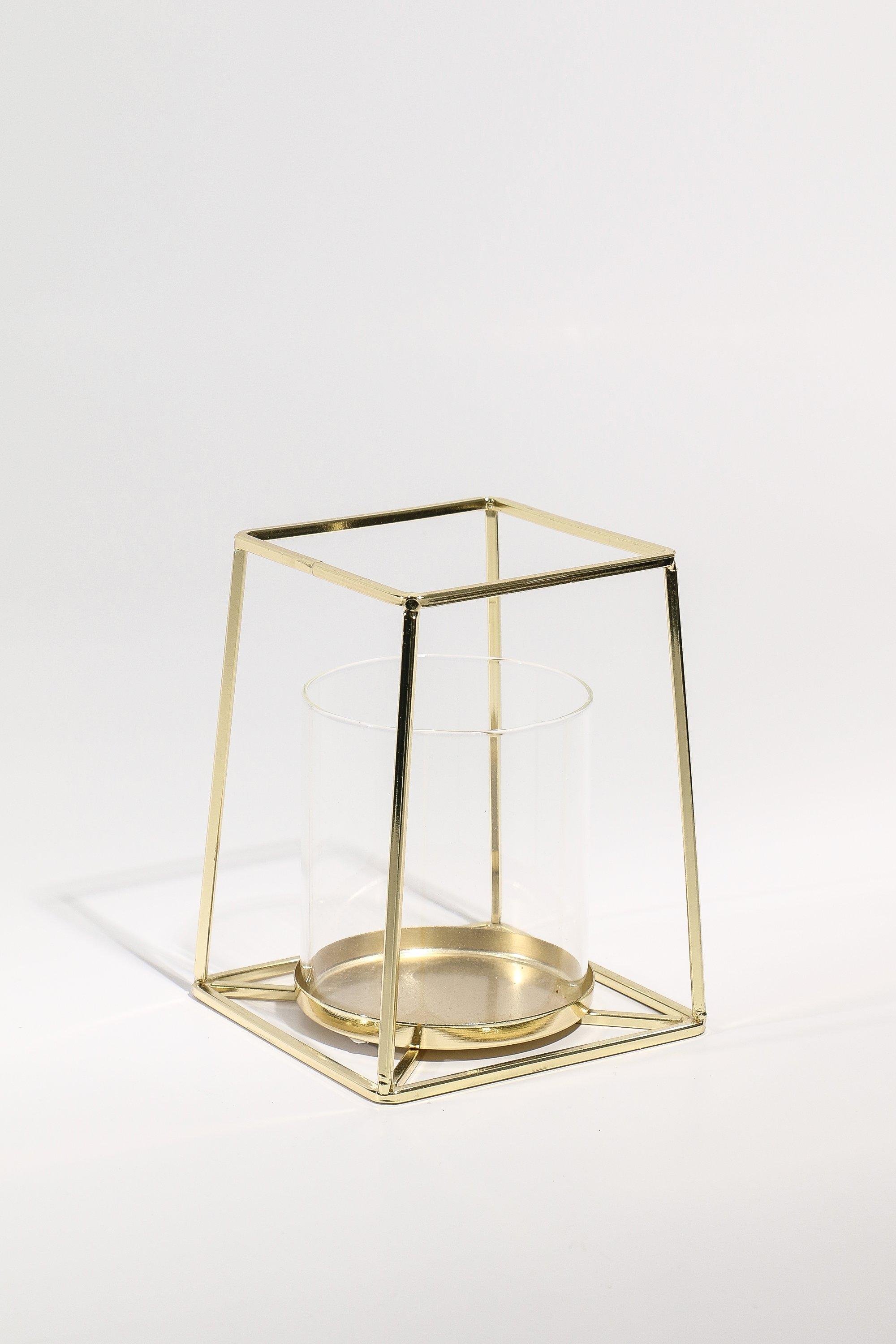 Metal Prism Candle Holder, 12x15cm