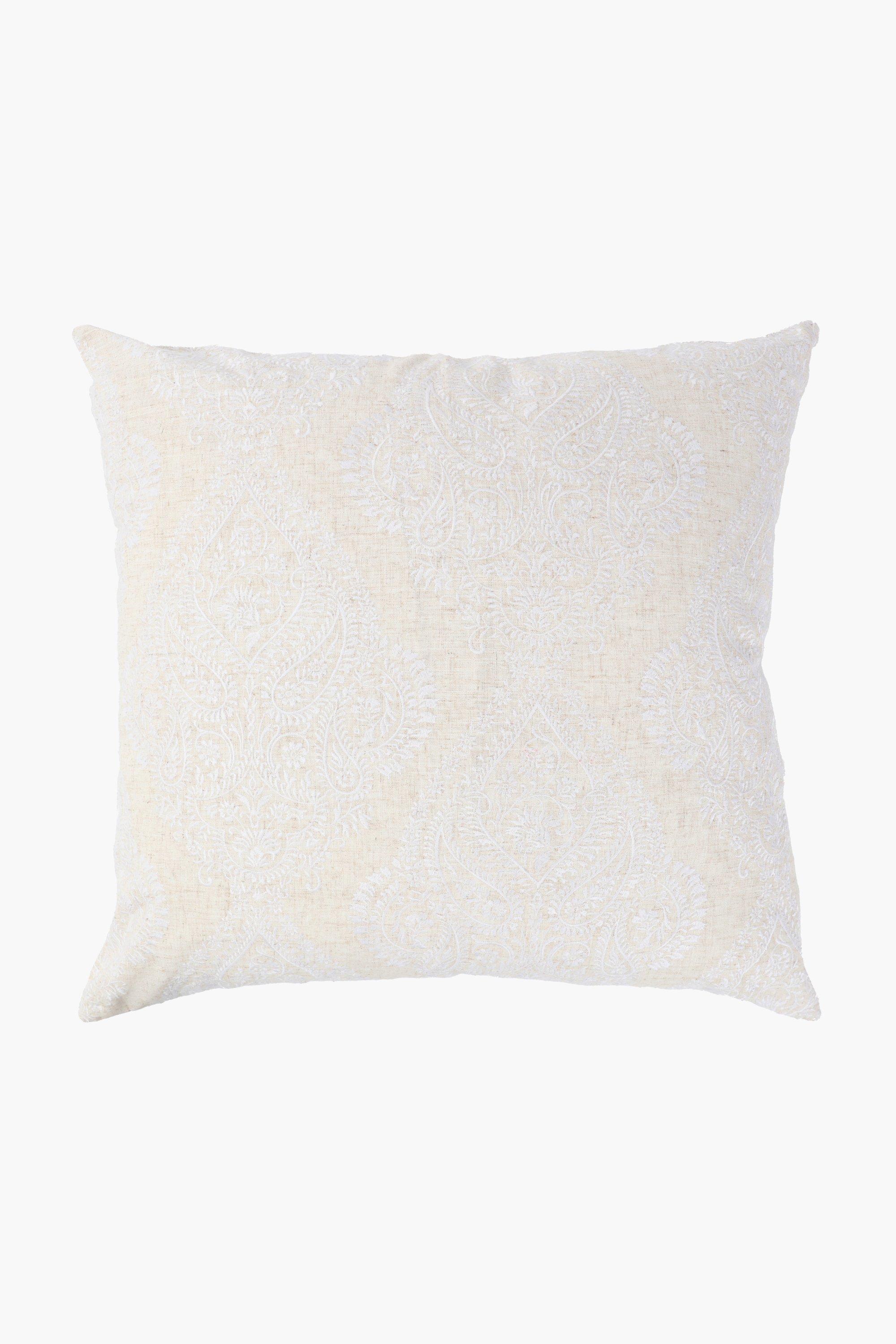Premium Cotton Embroidered Paisley Scatter Cushion Cover, 60x60cm
