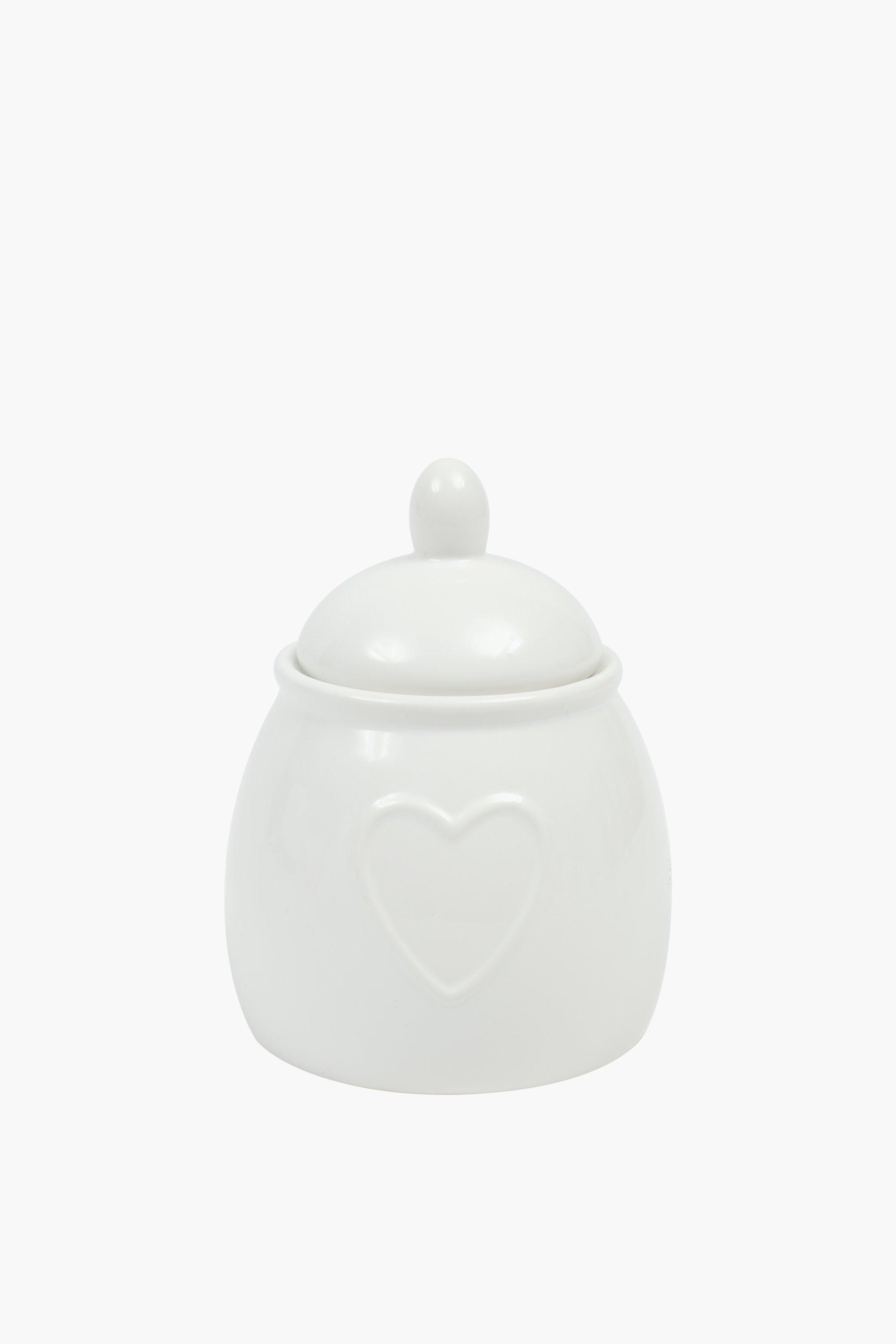 Heart Embroidered Ceramic Canister