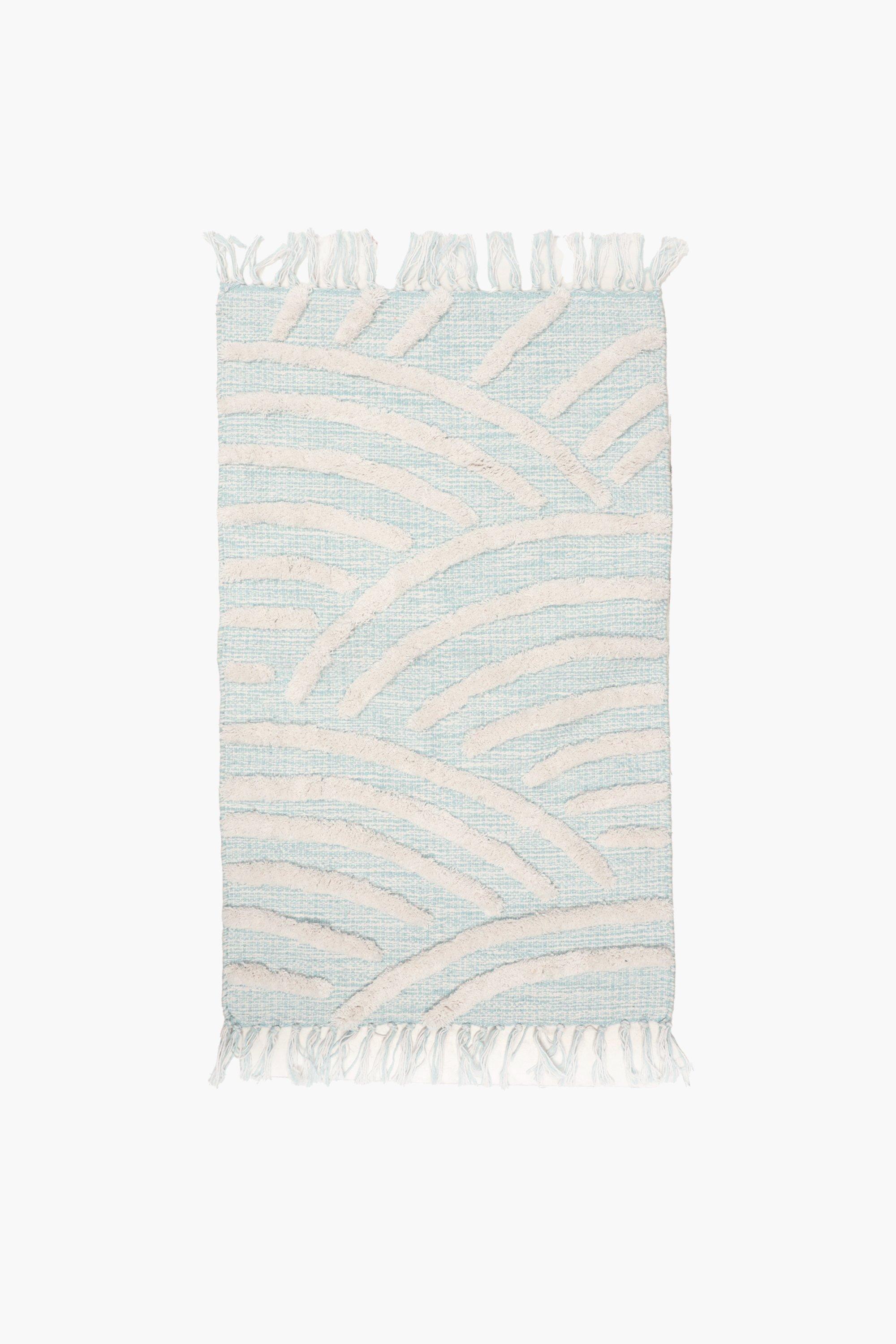 Polycotton Mingle Textured Abstract Rug, 50x80cm