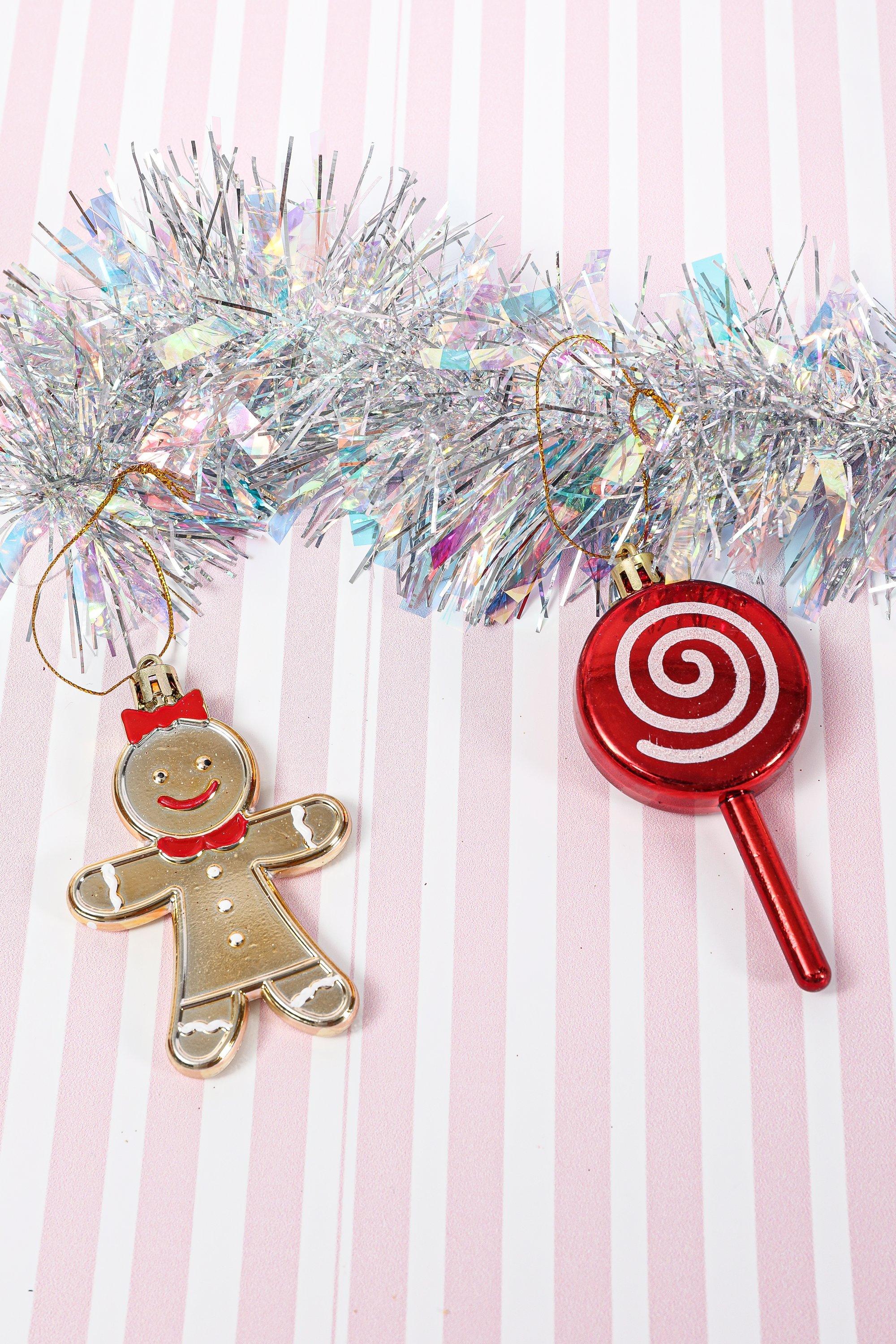 4 Hanging Candy Canes And Ginger Bread Man