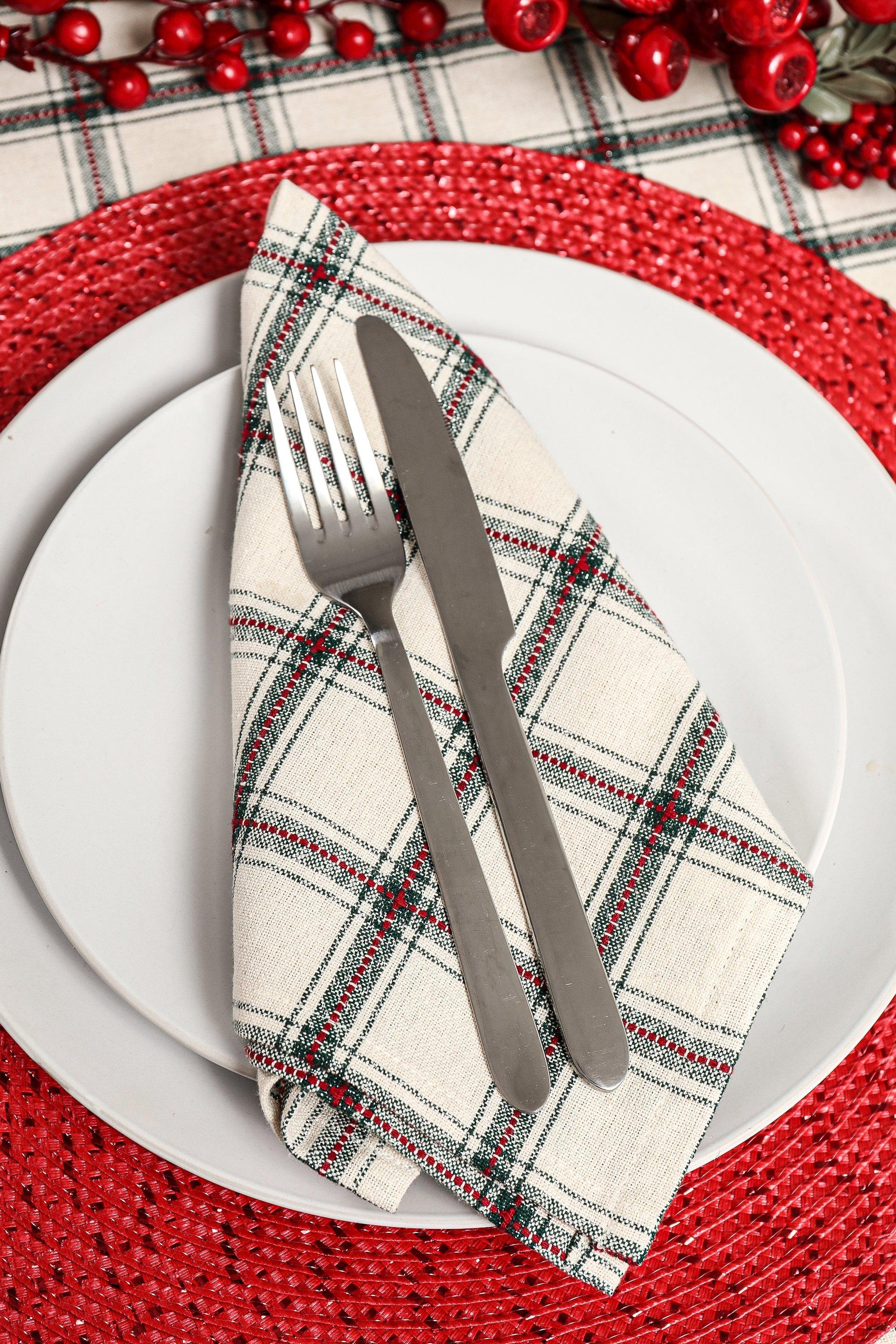 Opulent Check Festive Napkin