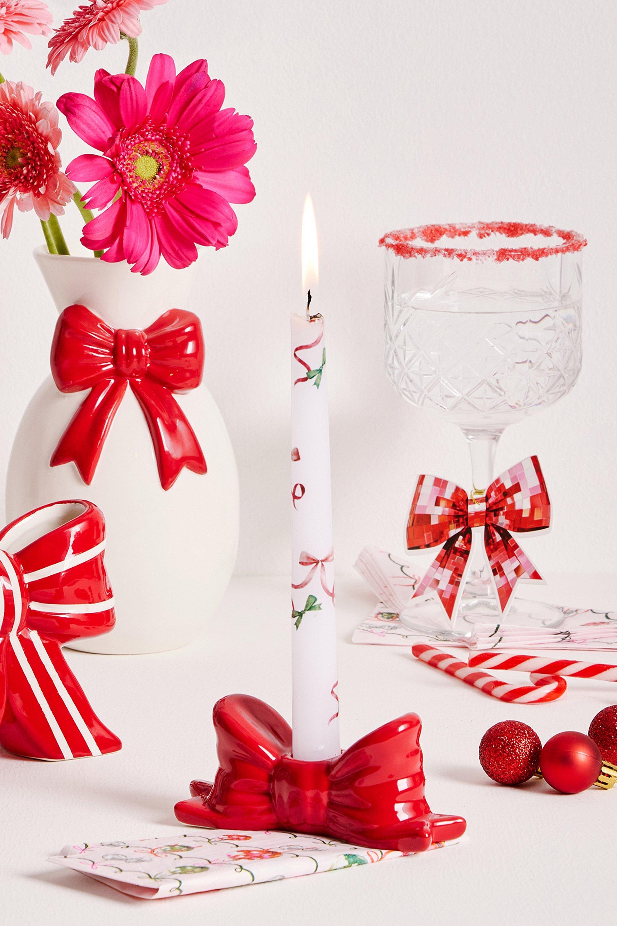 Ceramic Bow Candle Holder, 13x6cm