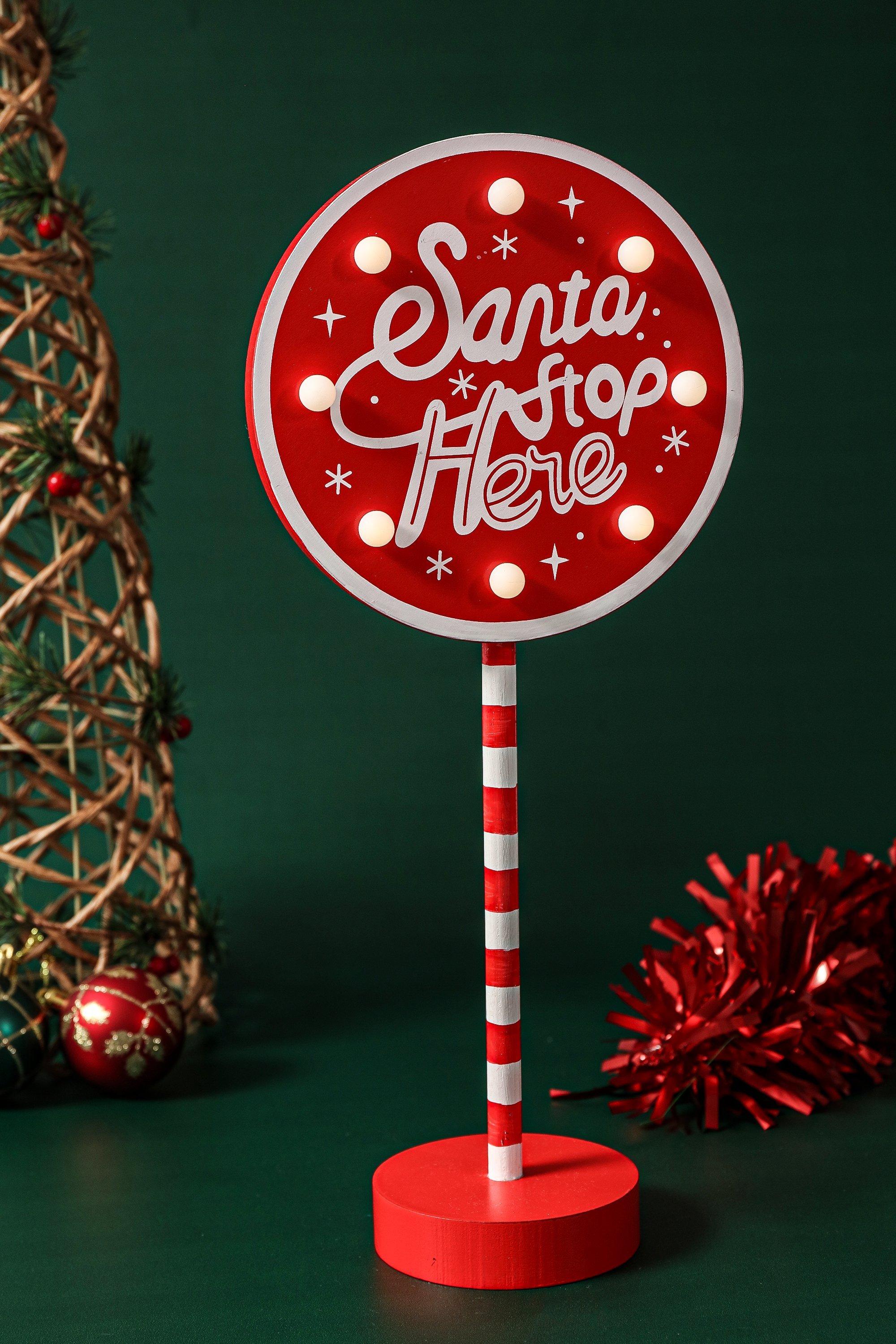 Led Santa Stop Sign, 18x40cm