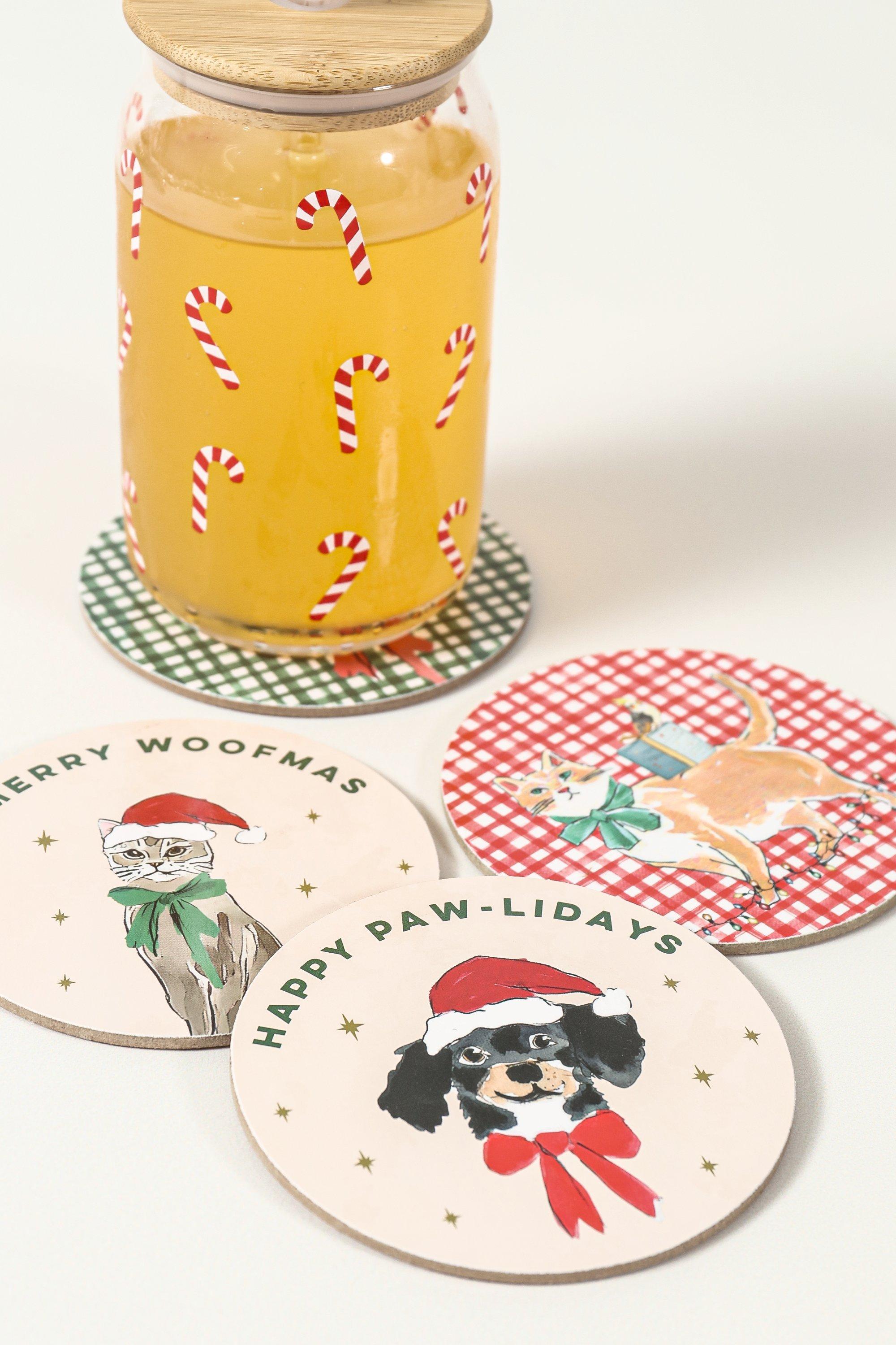 4 Pack Festive Pet Coasters