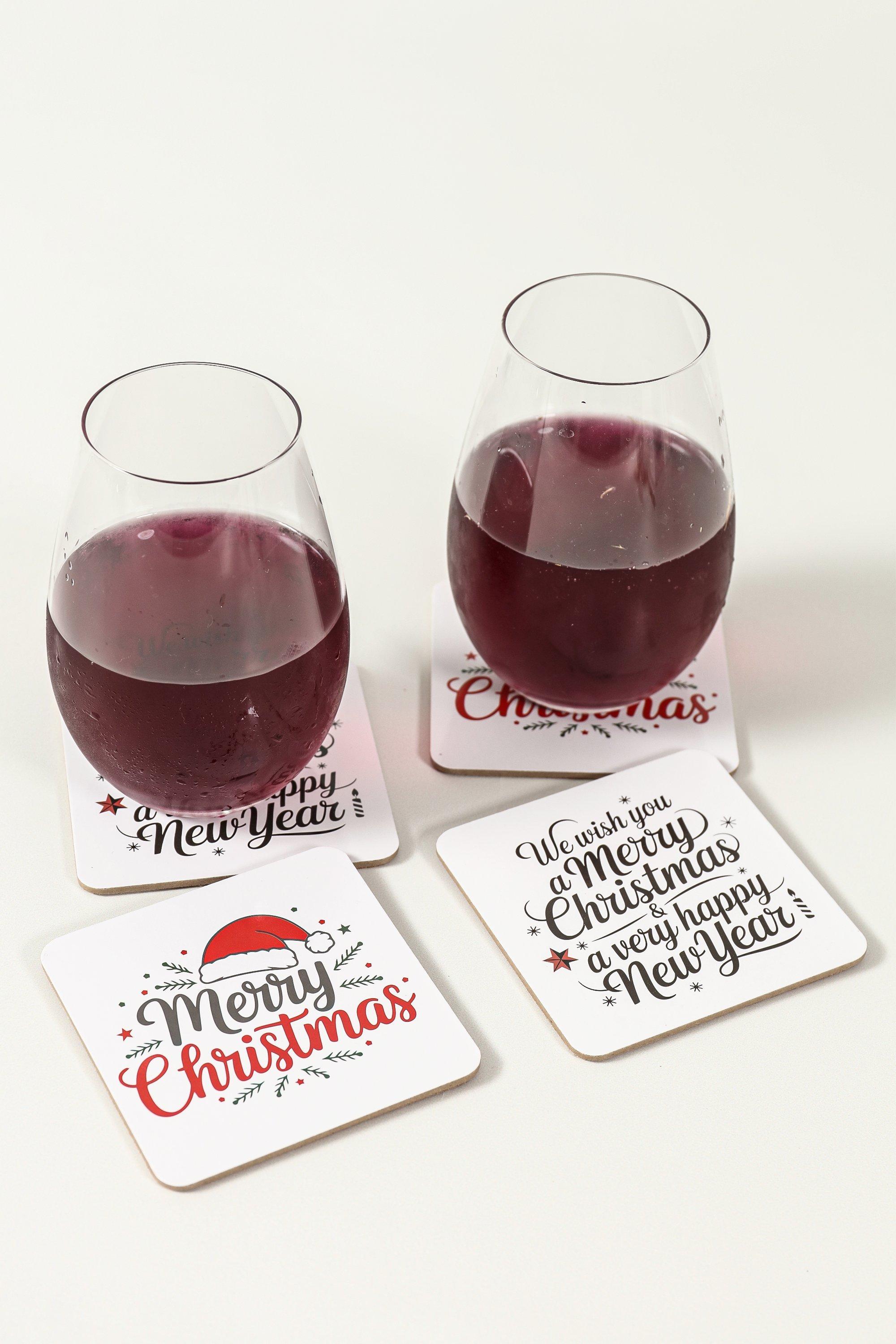 4 Pack Festive Cork Coasters