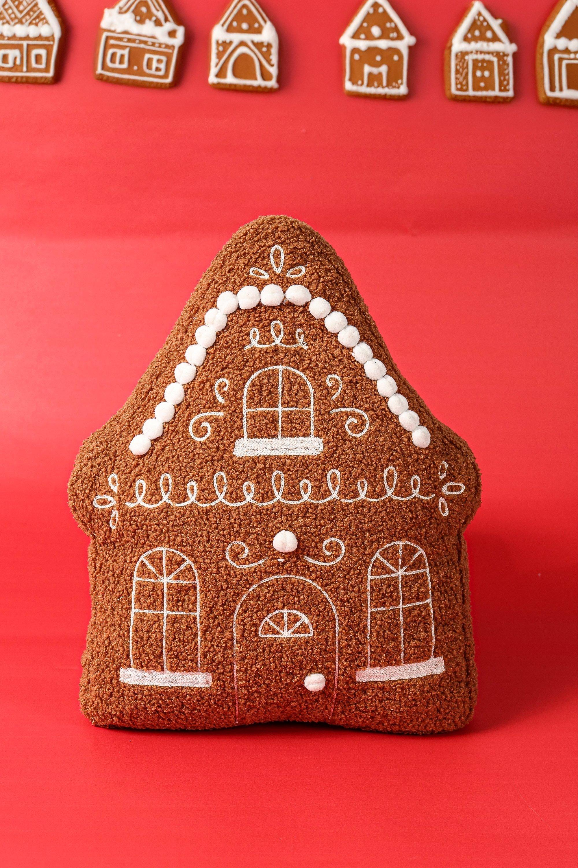 Christmas Gingerbread House Shaped Cushion, 30x40cm