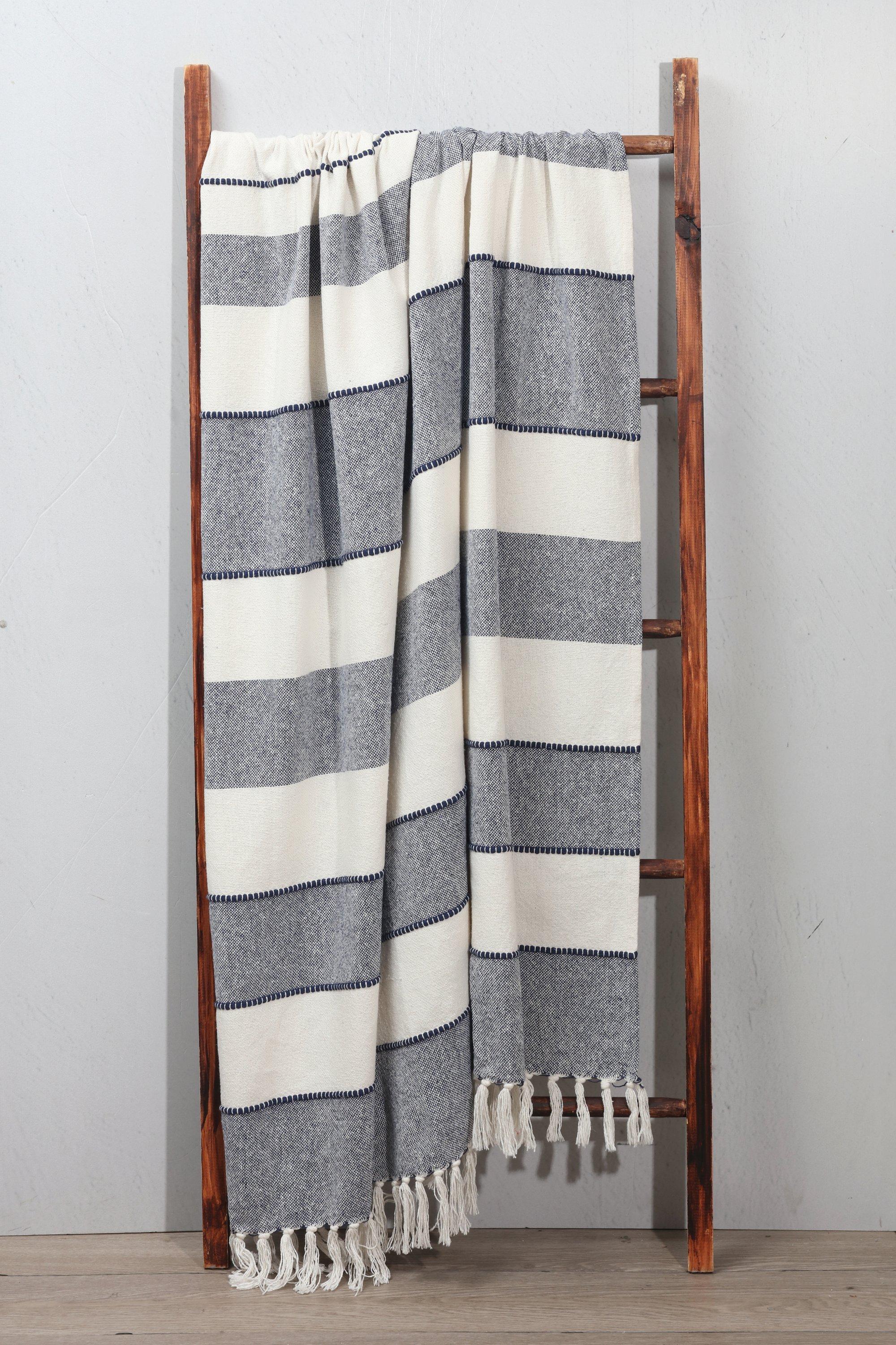 Polycotton Stripe Throw, 140x180cm