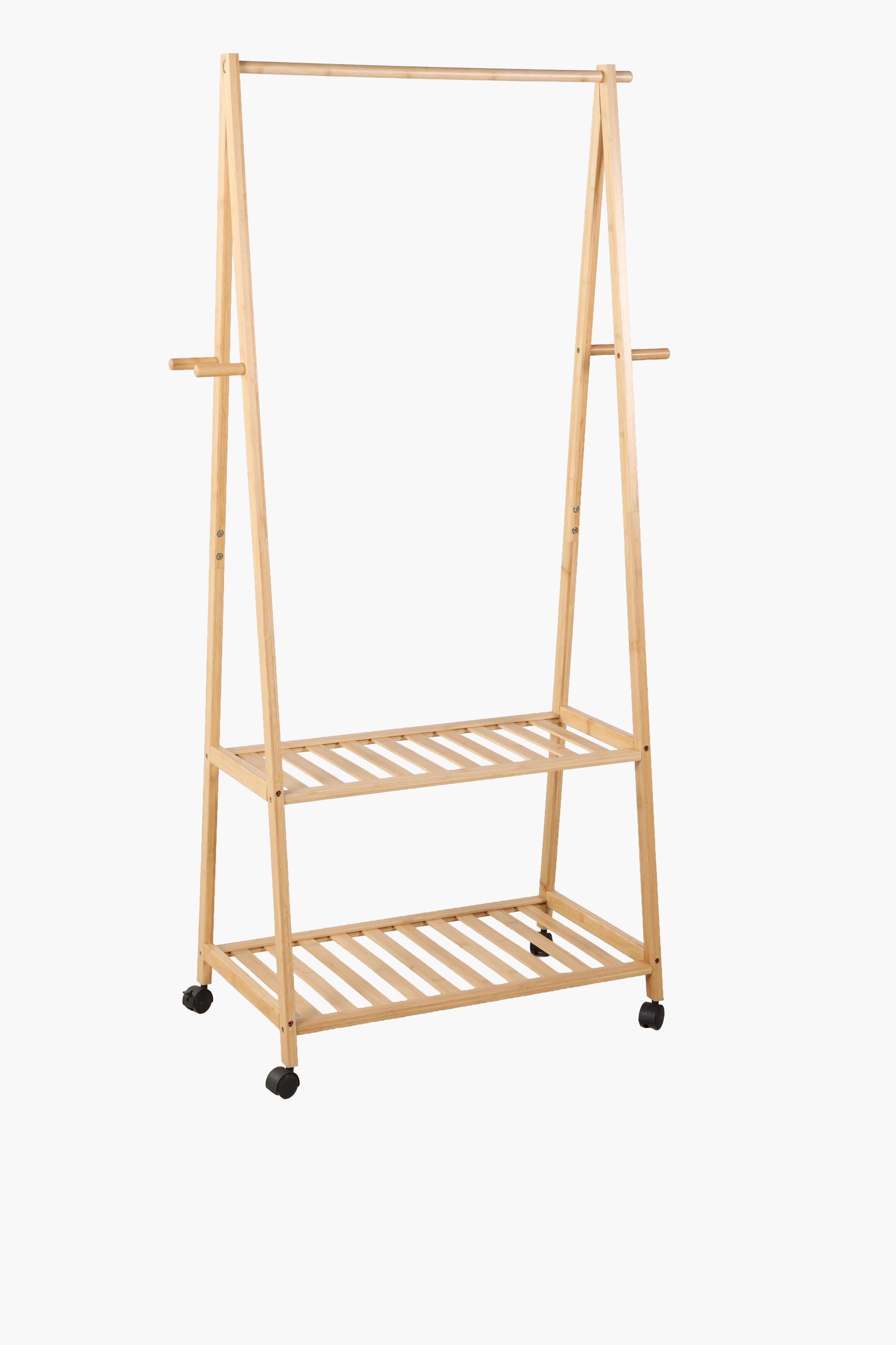 Bamboo Shelved Clothing Rail
