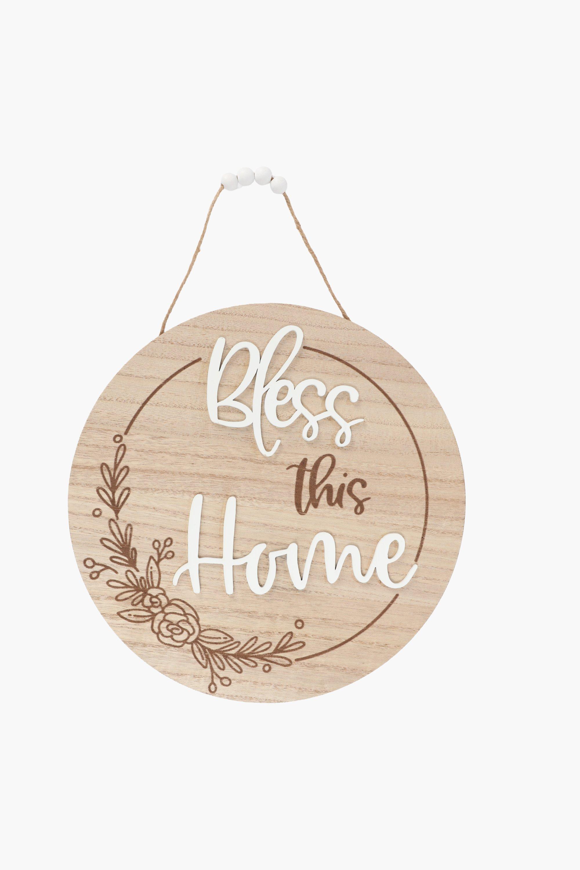 Hanging Bless This Home Sign, 30cm