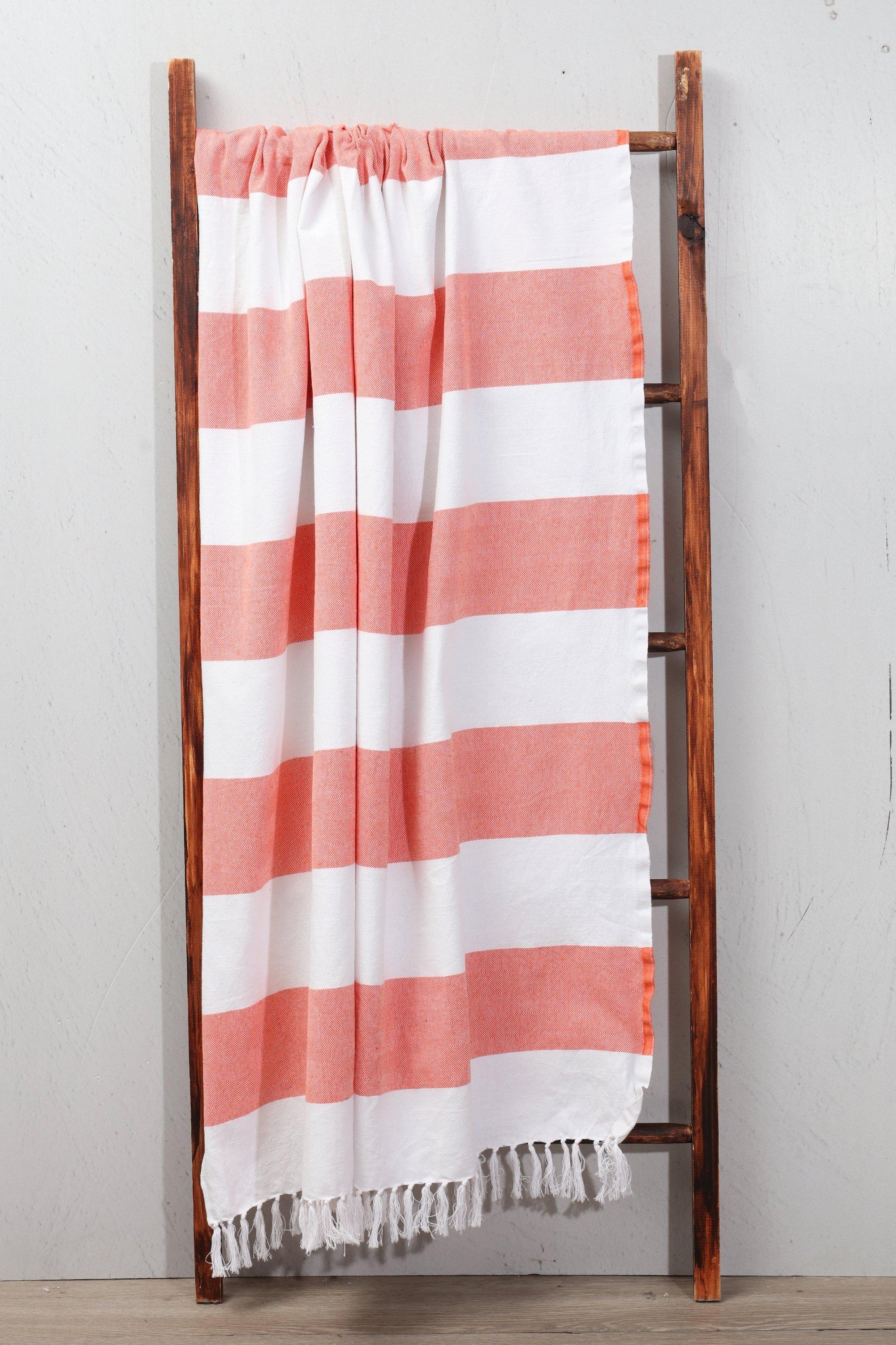 Cotton Stripe Fringed Throw, 125x150cm
