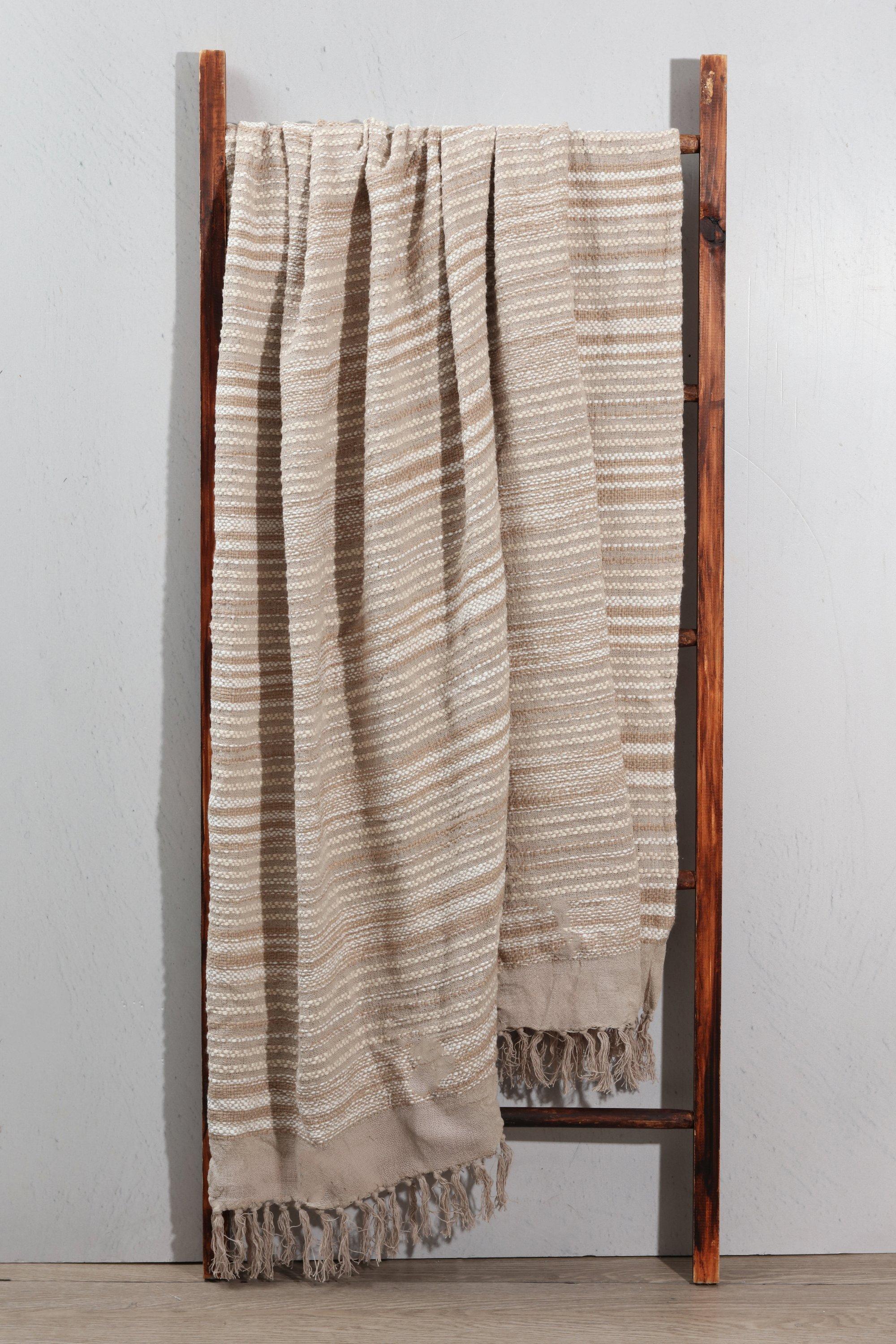Cotton Textured Stripe Throw, 140x180cm