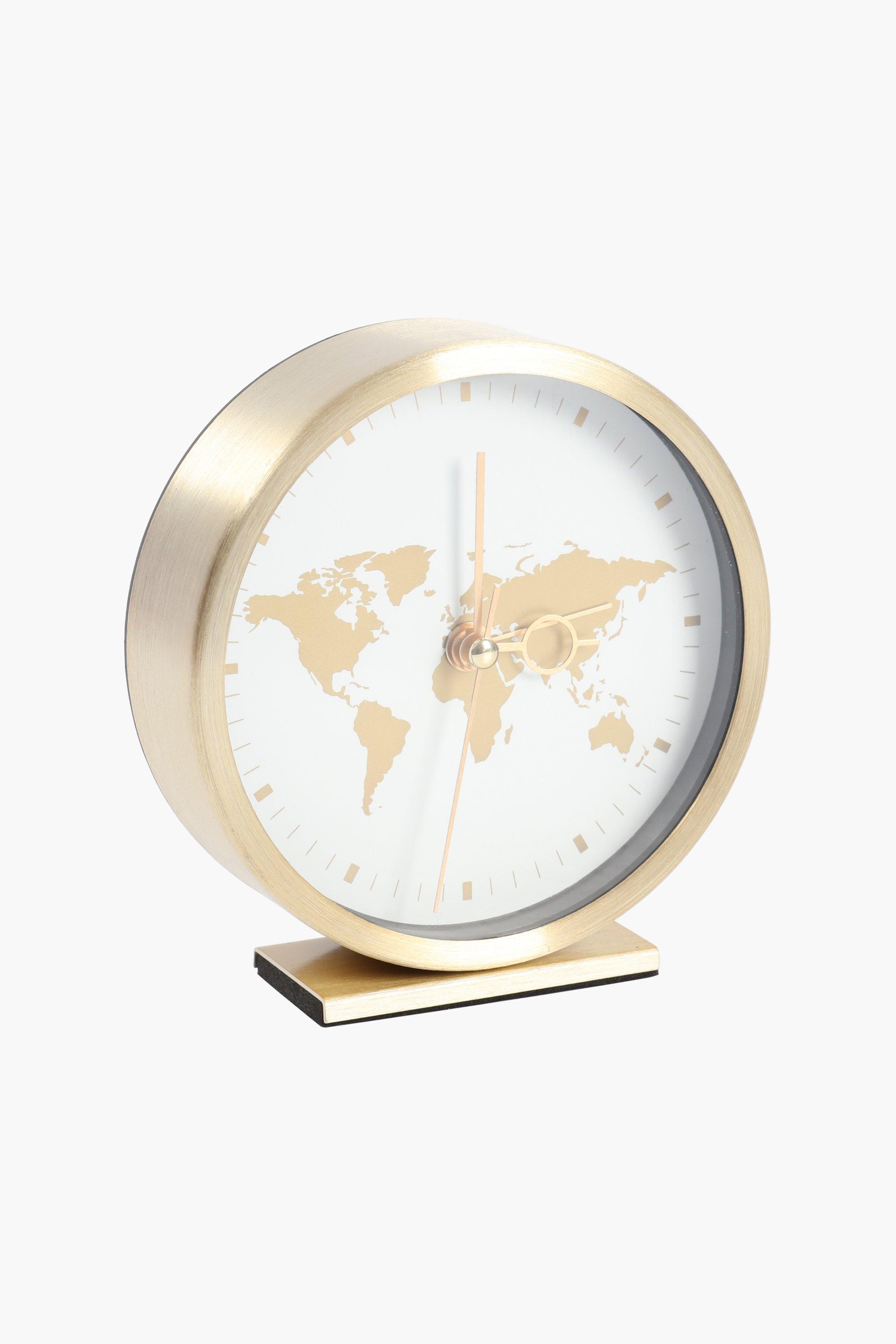 World Map Table Top Clock, 12x11cm