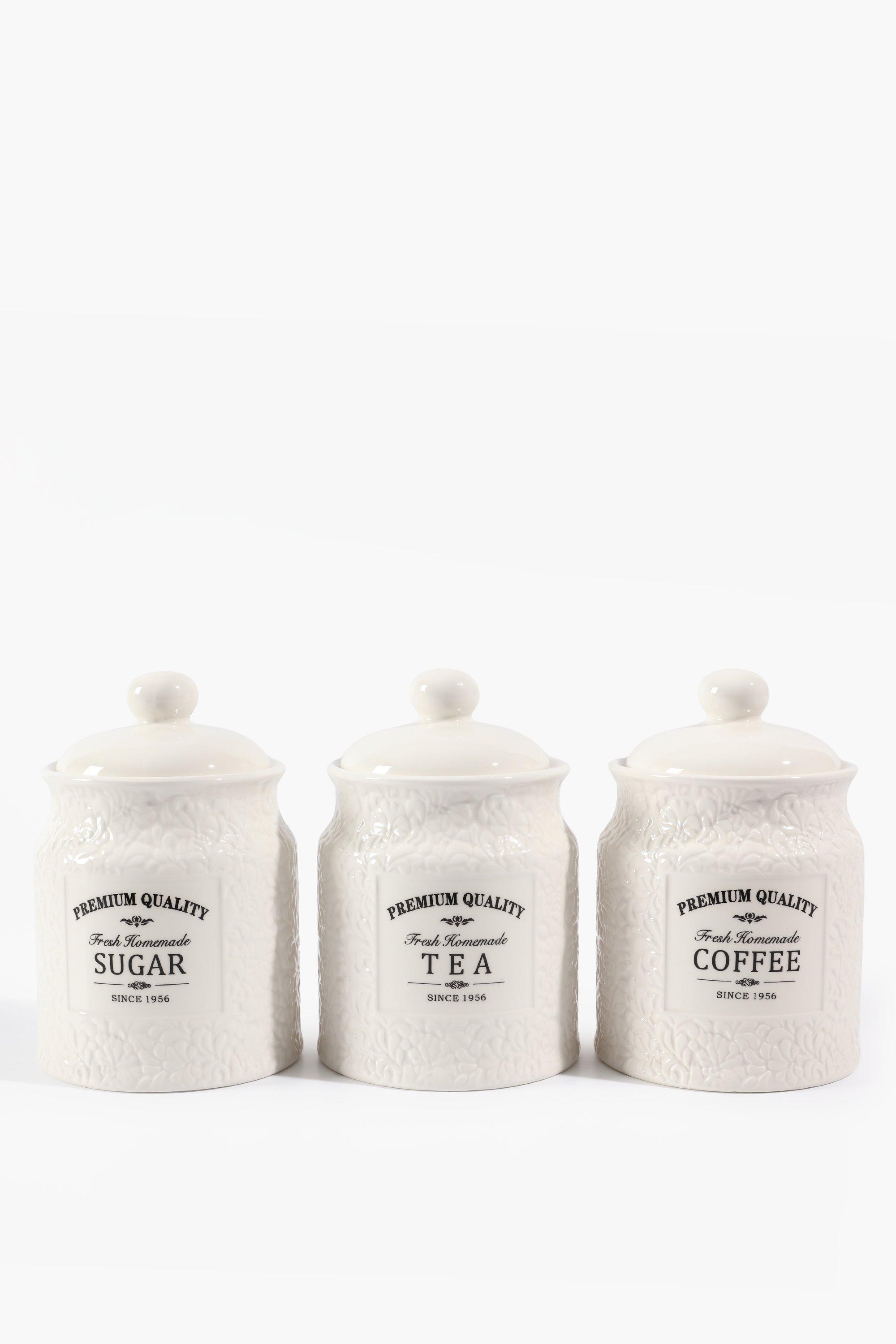 Set Of 3 Emboidered Canisters