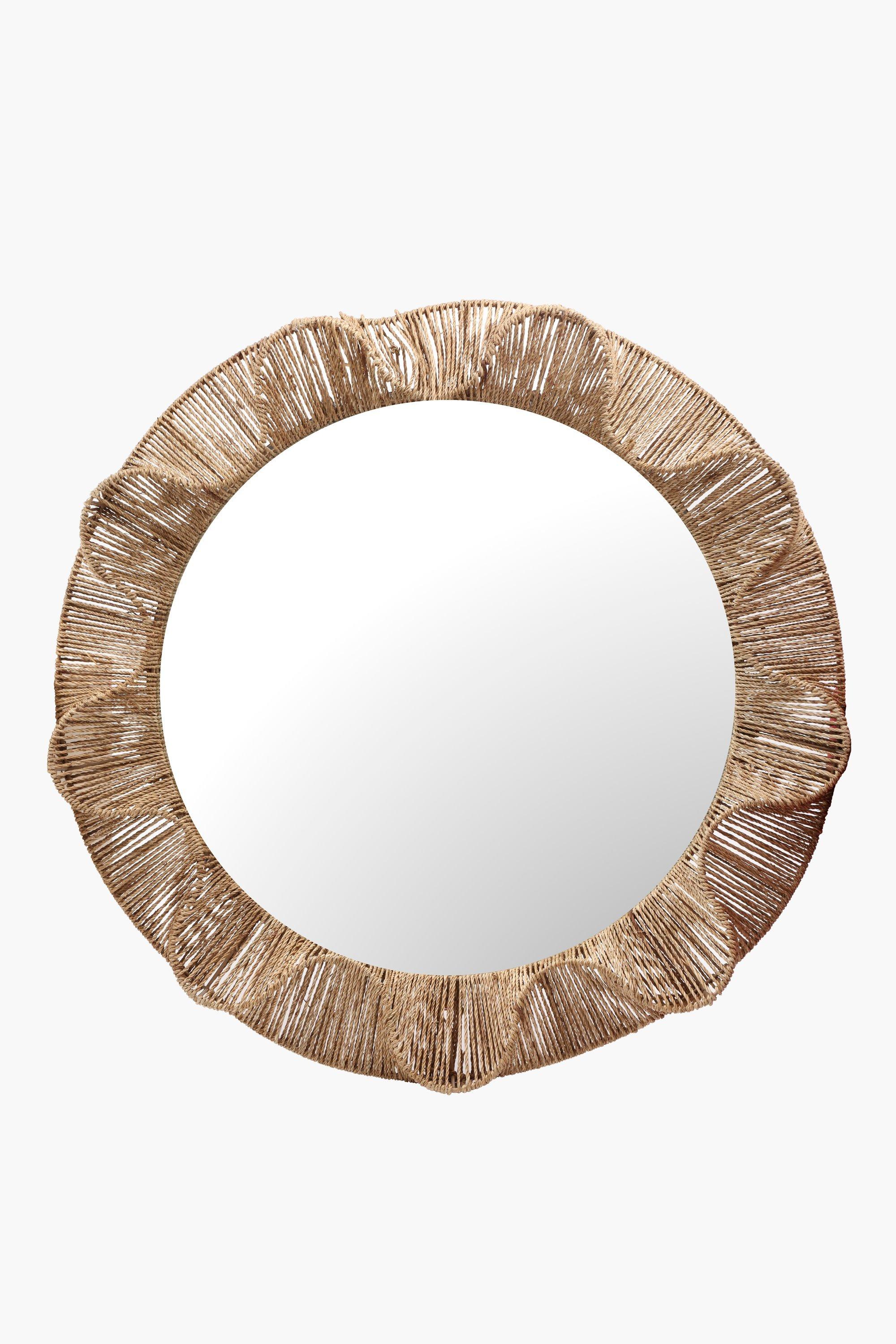 Jute Wave Round Mirror, 80cm