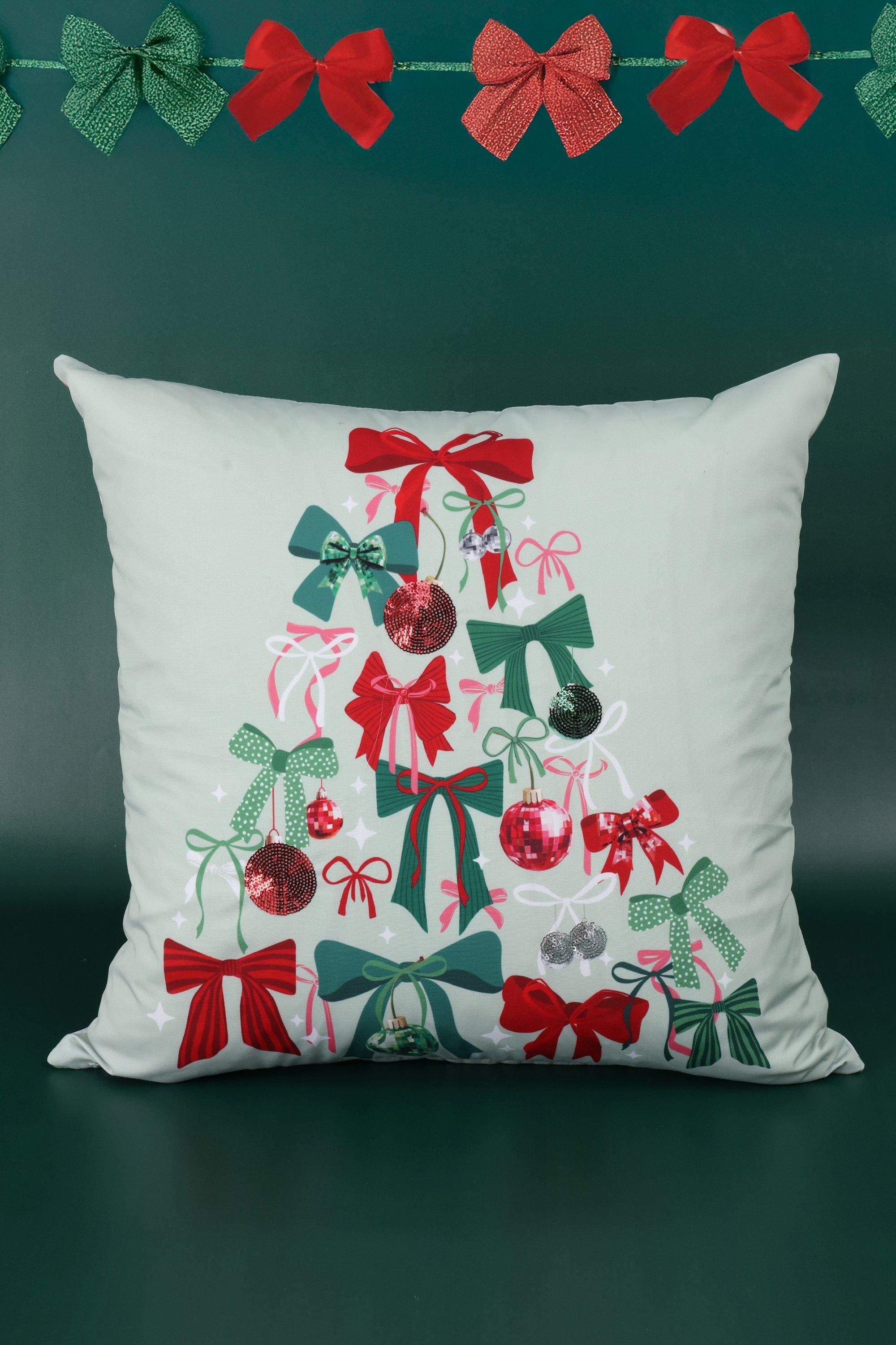 Christmas Printed Merry Cherry Tree Scatter Cushion, 50x50cm