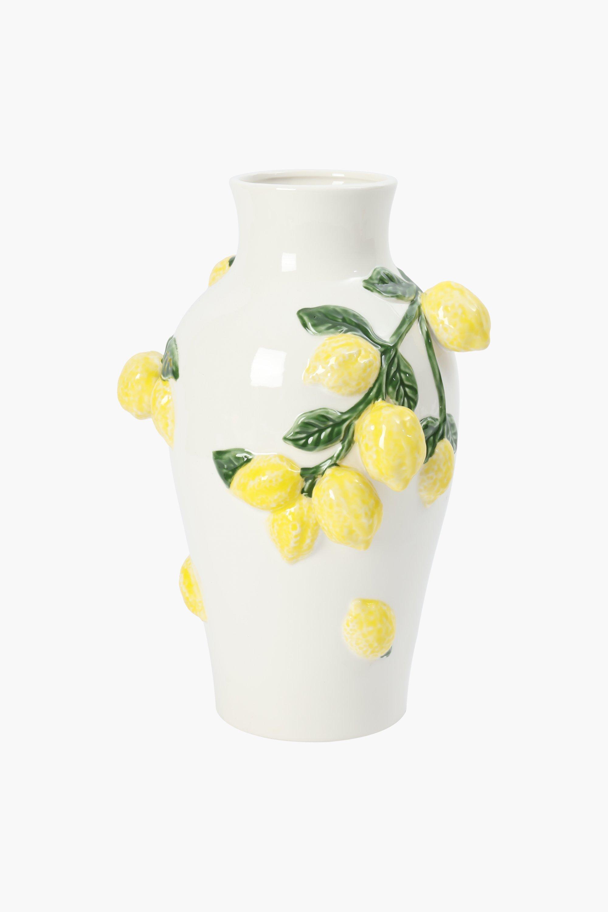 Embossed Lemon Ceramic Urn, 23x33cm