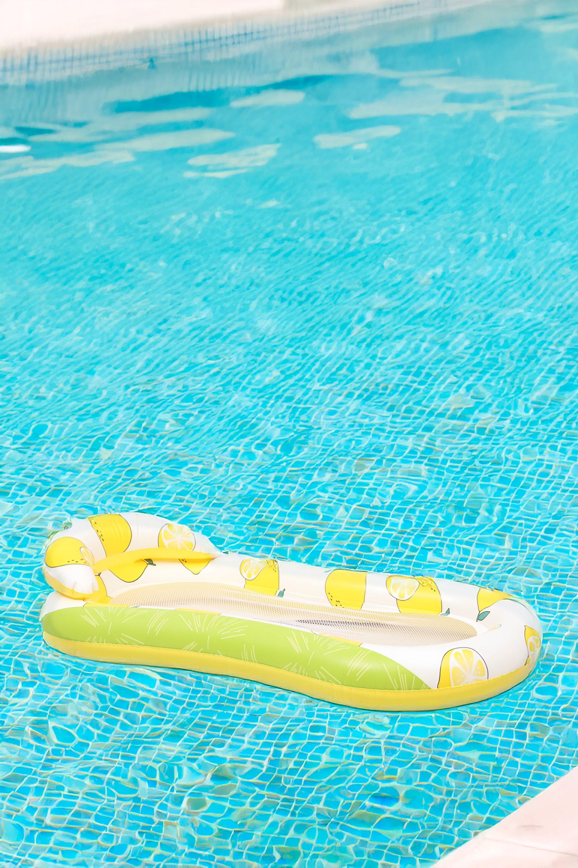 Inflatable Lemon Mesh Pool Mat