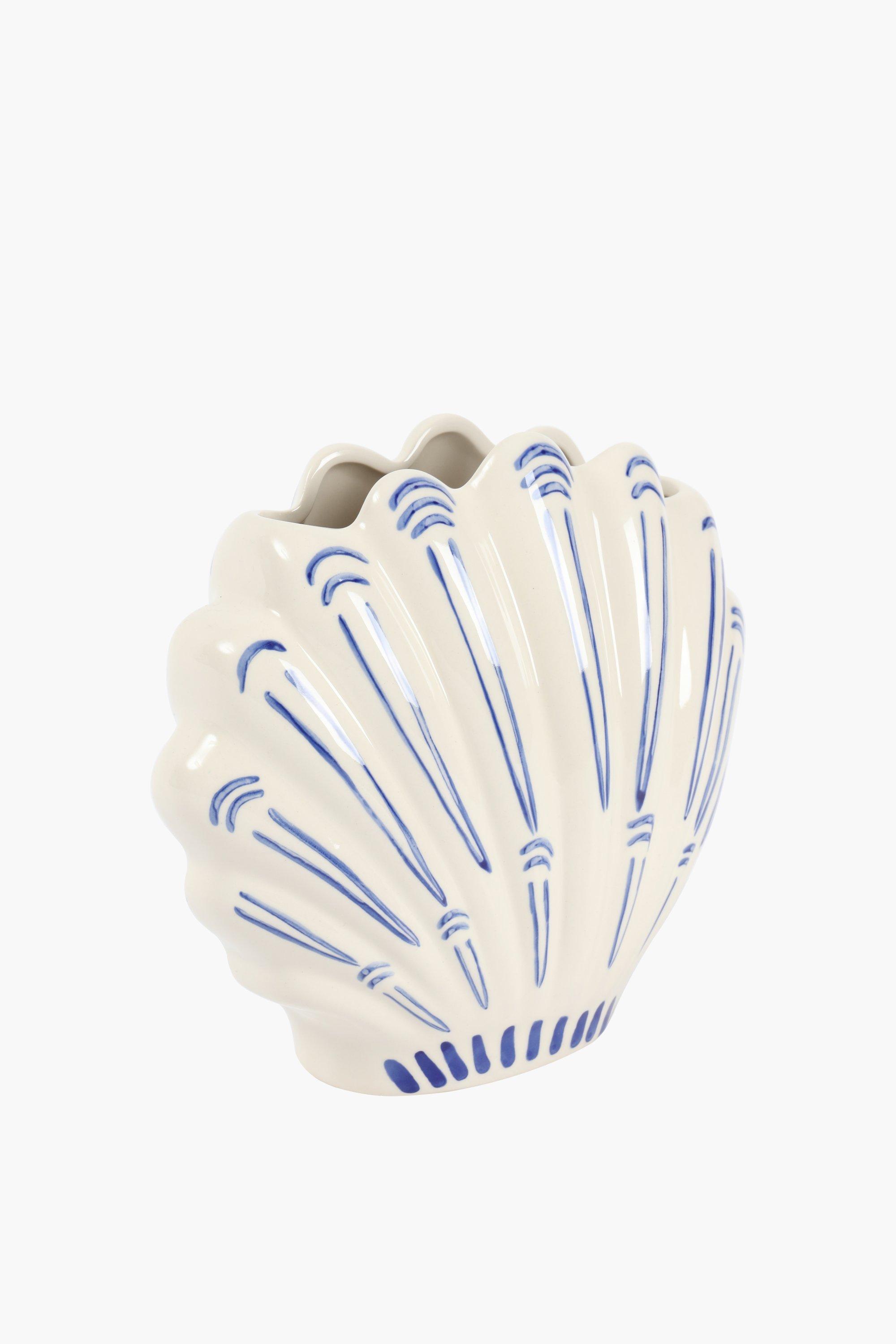 Coastal Clam Ceramic Vase, 23x21cm