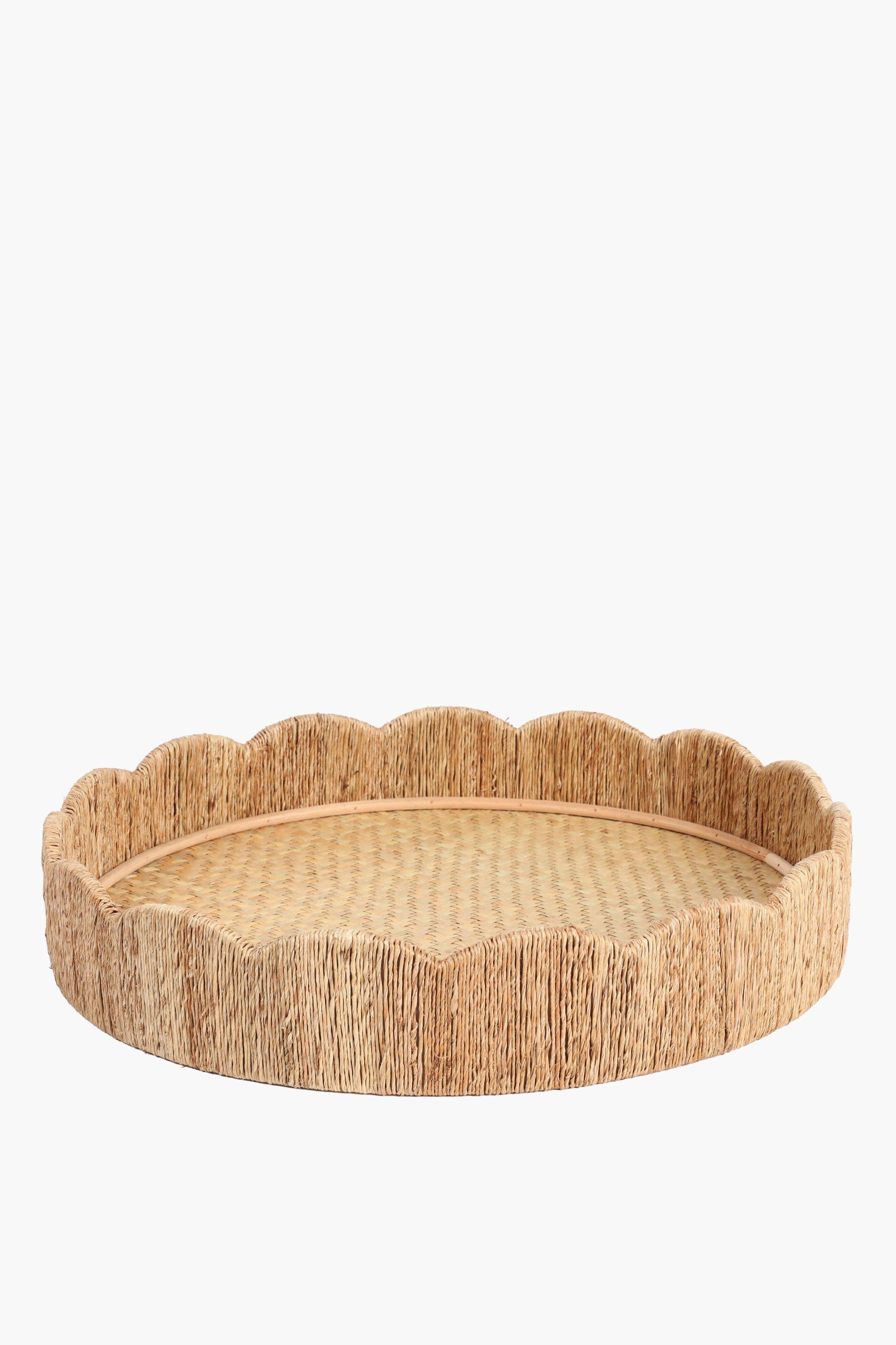 Rattan Scallop Decor Tray, 45cm
