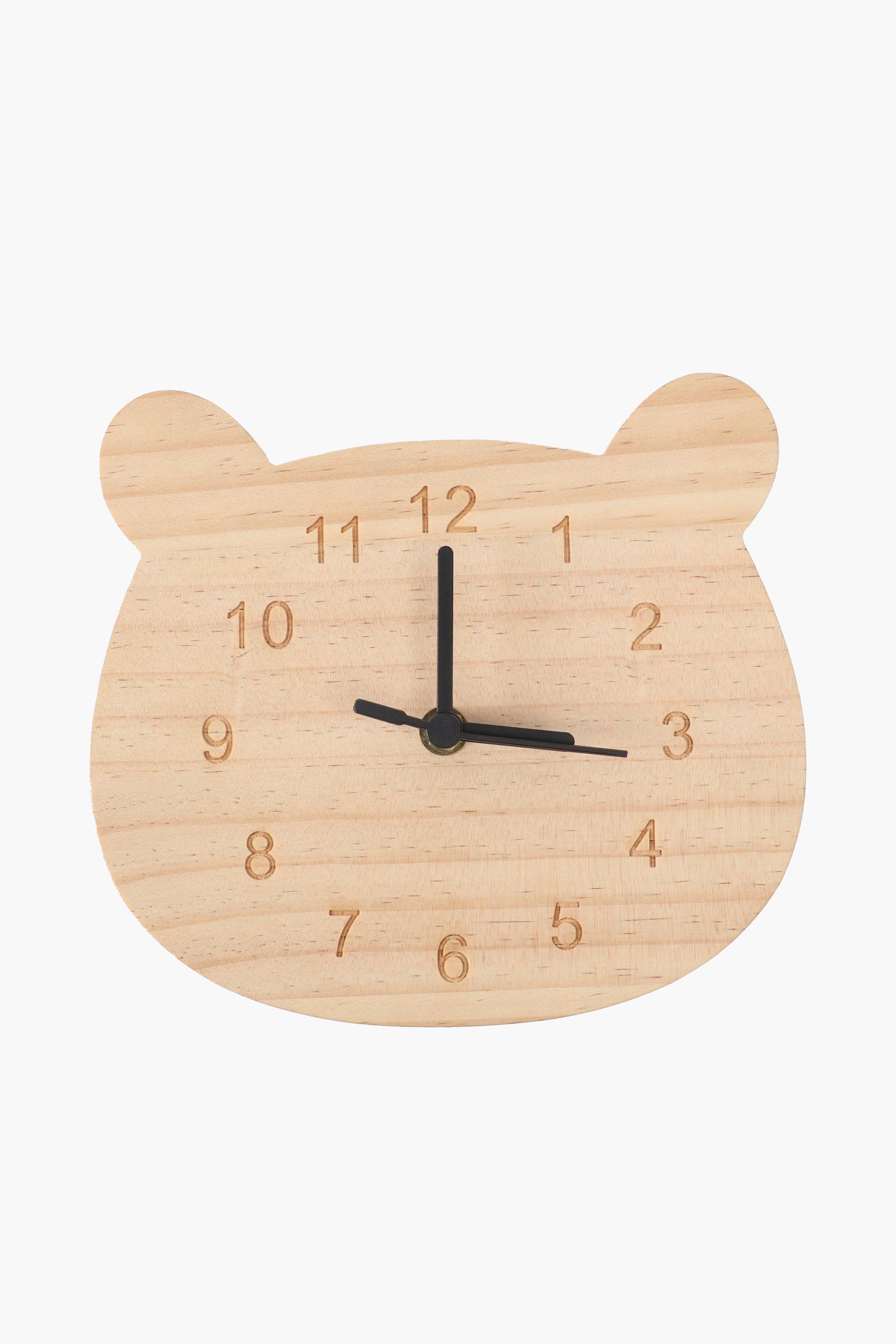 Wooden Teddy Clock