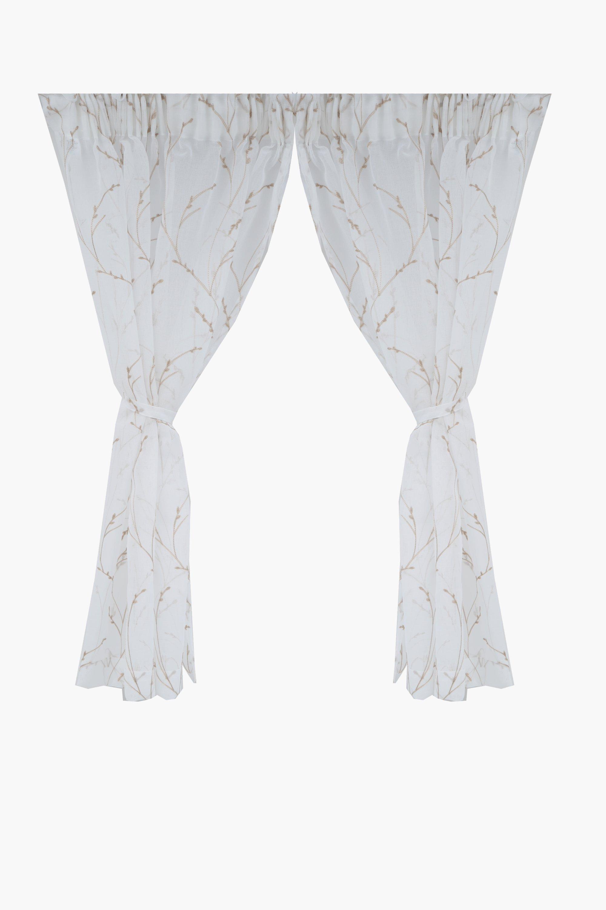 2 Pack Embroidered Daisy Cafe Curtain, 110x120cm