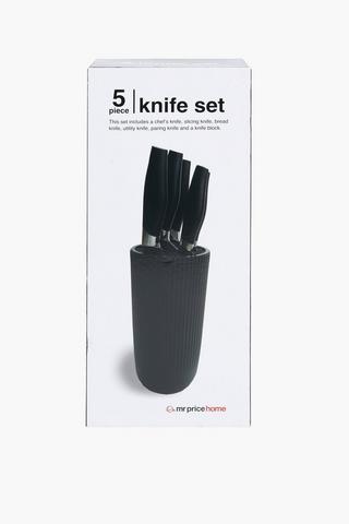 5 Piece Ribbed Knife Set