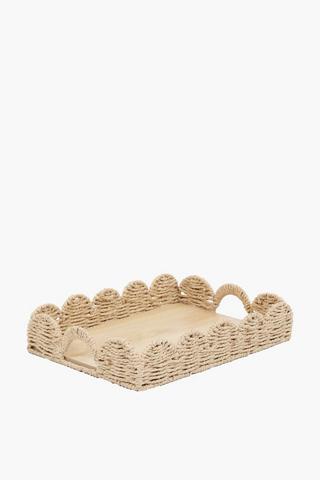 Woven Scallop Decor Tray, 38x7cm