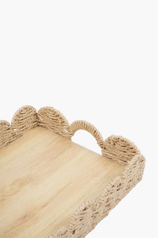 Woven Scallop Decor Tray, 38x7cm