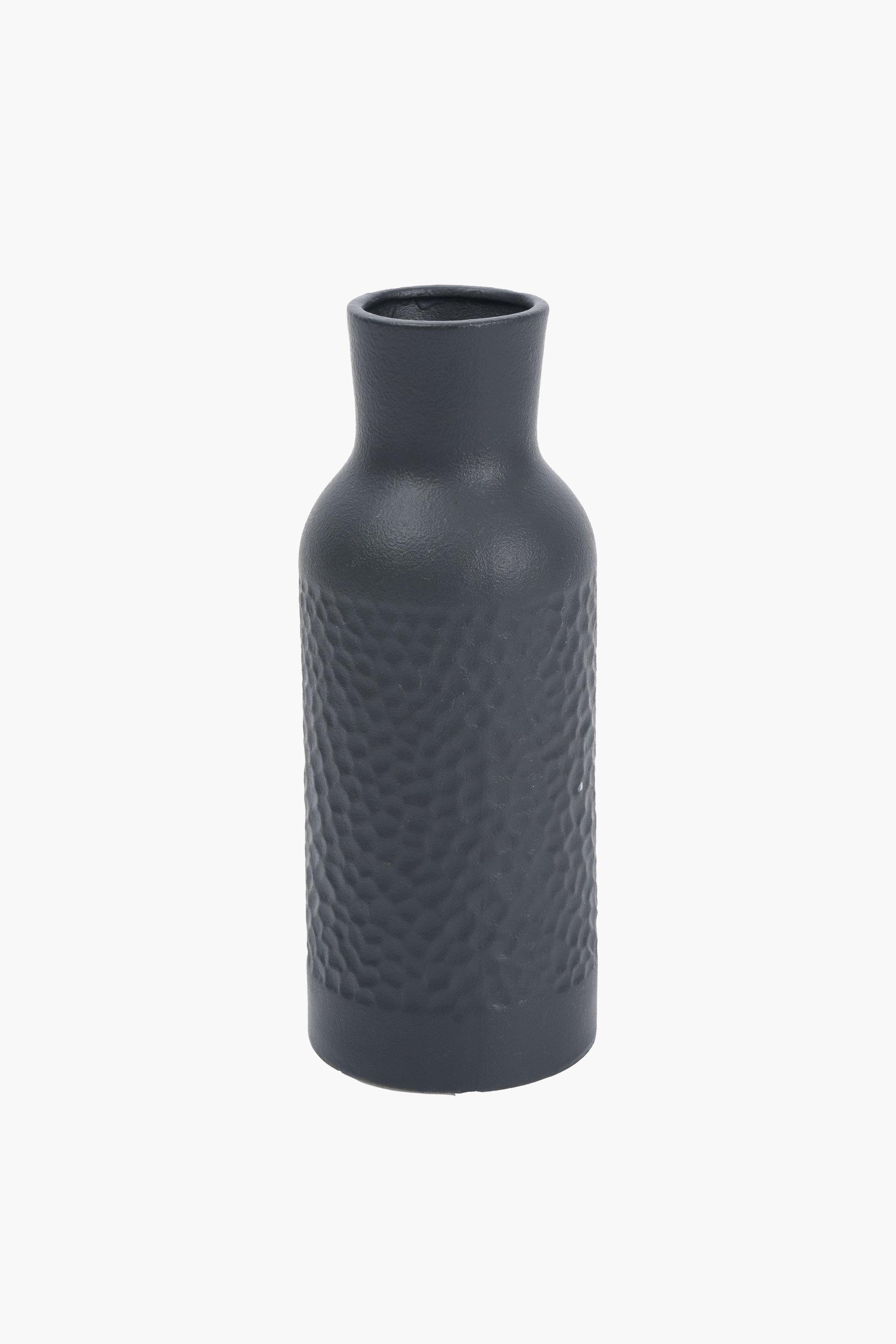 Ceramic Beaten Bottle Vase, 9.5x25cm