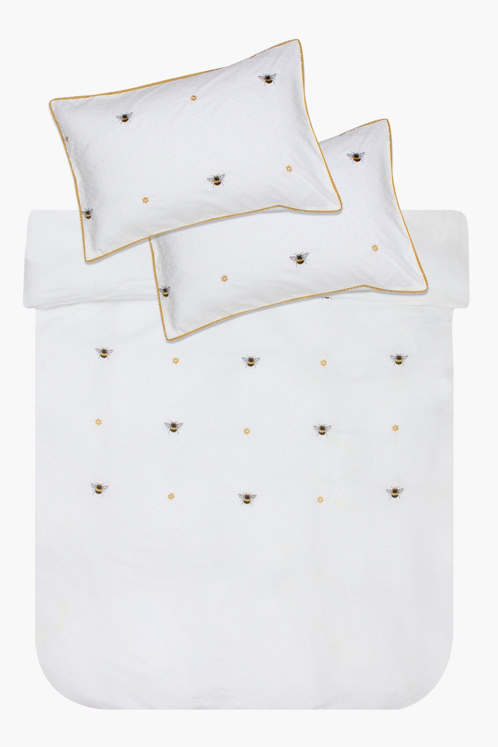Cotton Embroidered Bee Duvet Cover Set