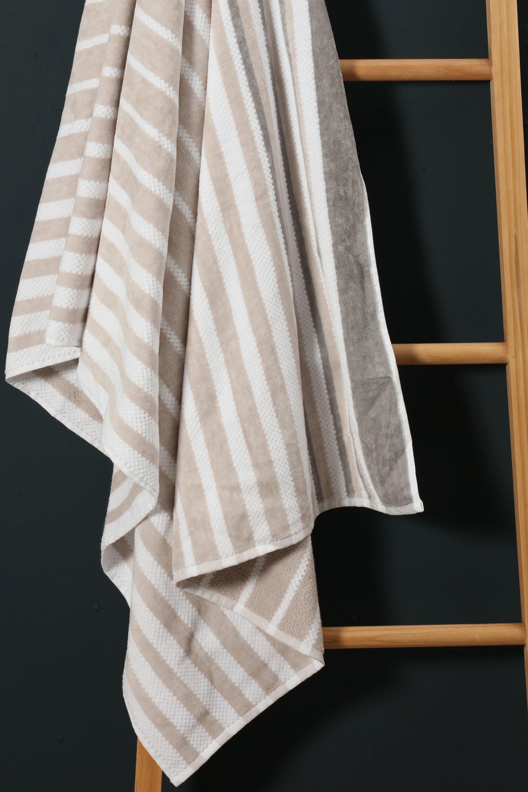 Dobby Textured Stripe Border Towel