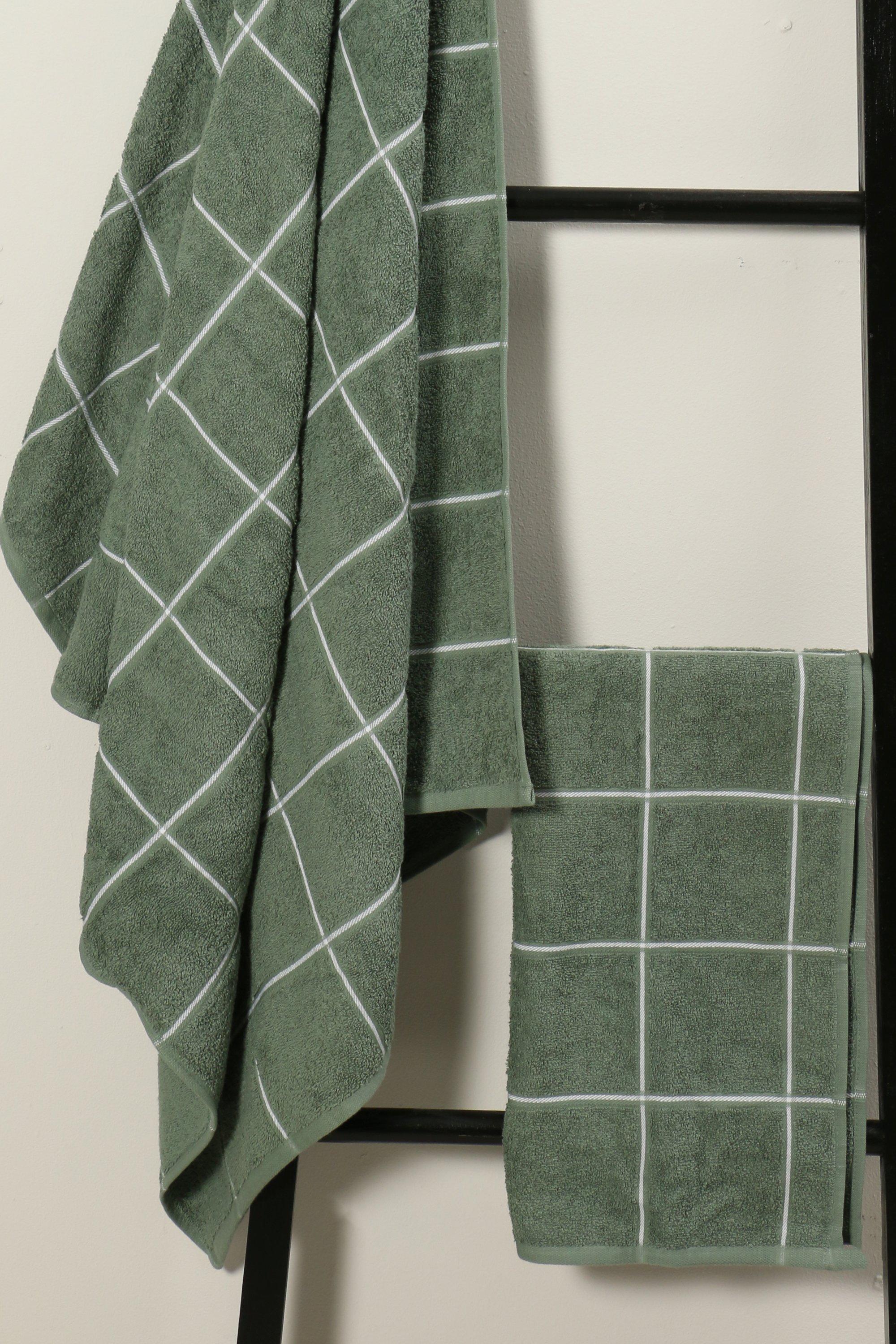Cotton Jacquard Dijon Check Border Towel