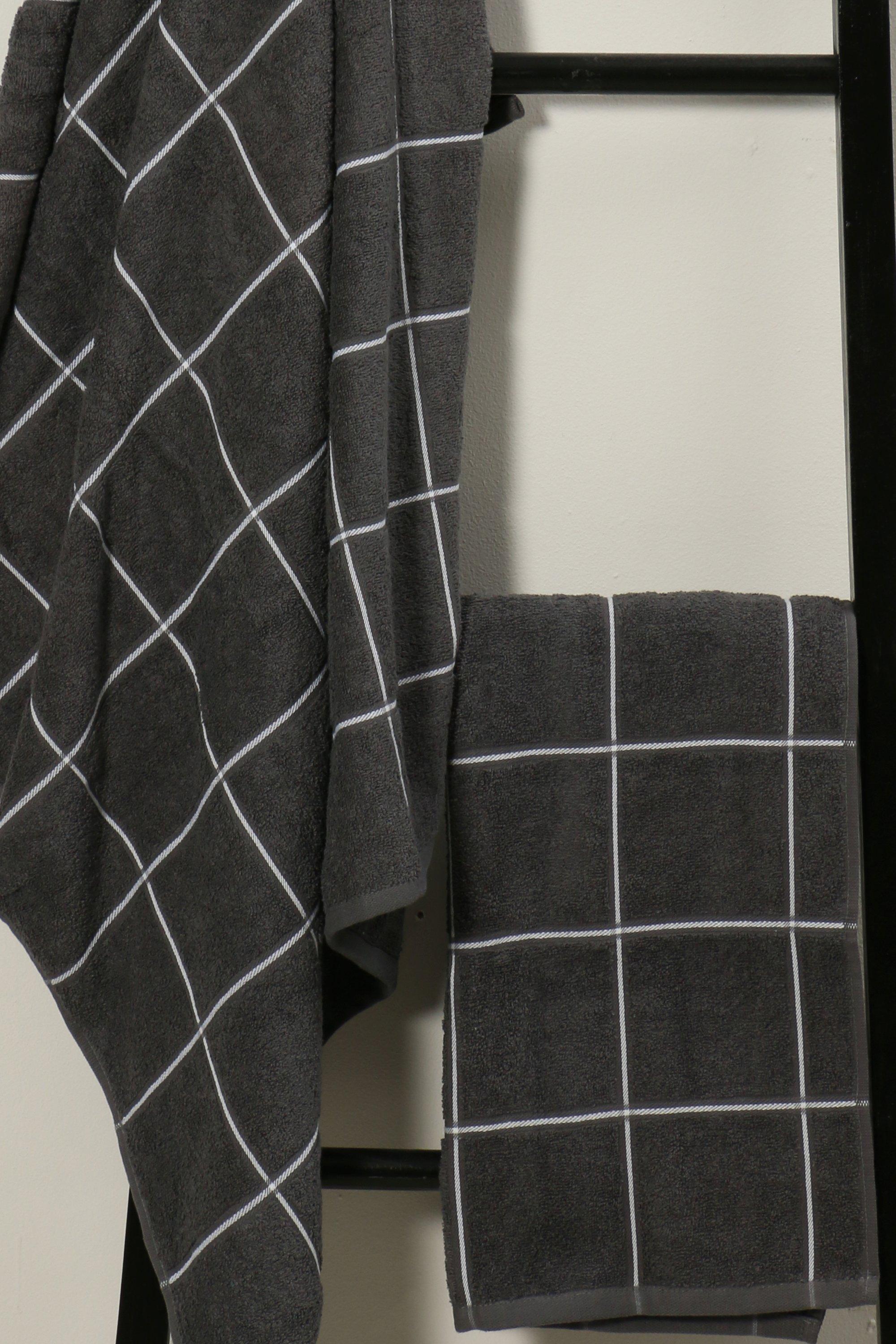 Cotton Jacquard Dijon Check Border Towel