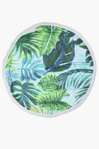 Printed Round Fringe Tropical Beach Mat,90cm