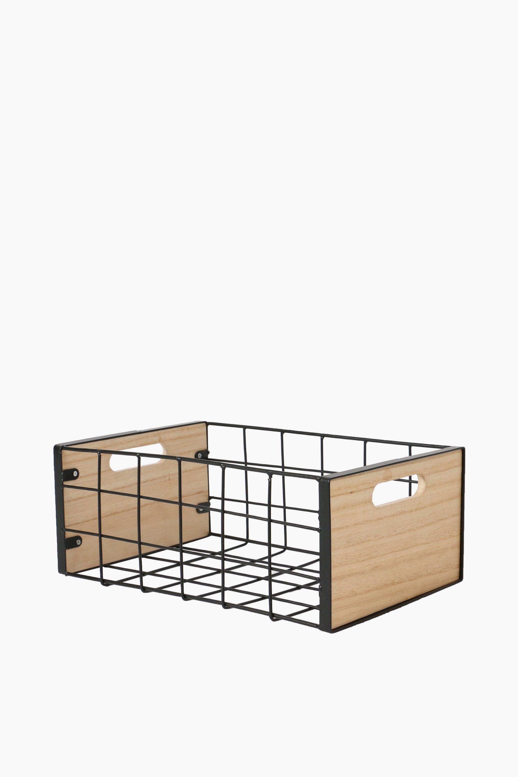 Metal And Wood Utility Basket Medium