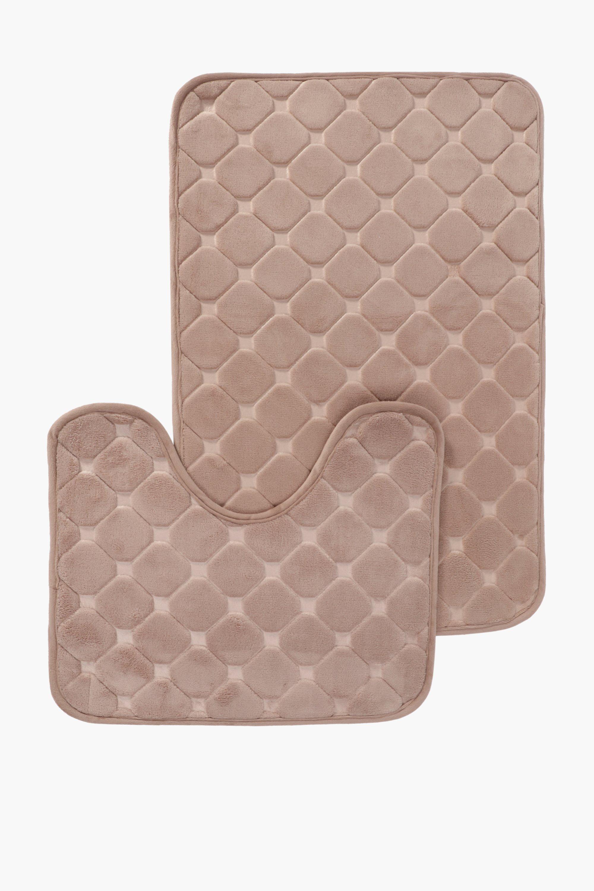2 Piece Embossed Foam Bath Mat Set
