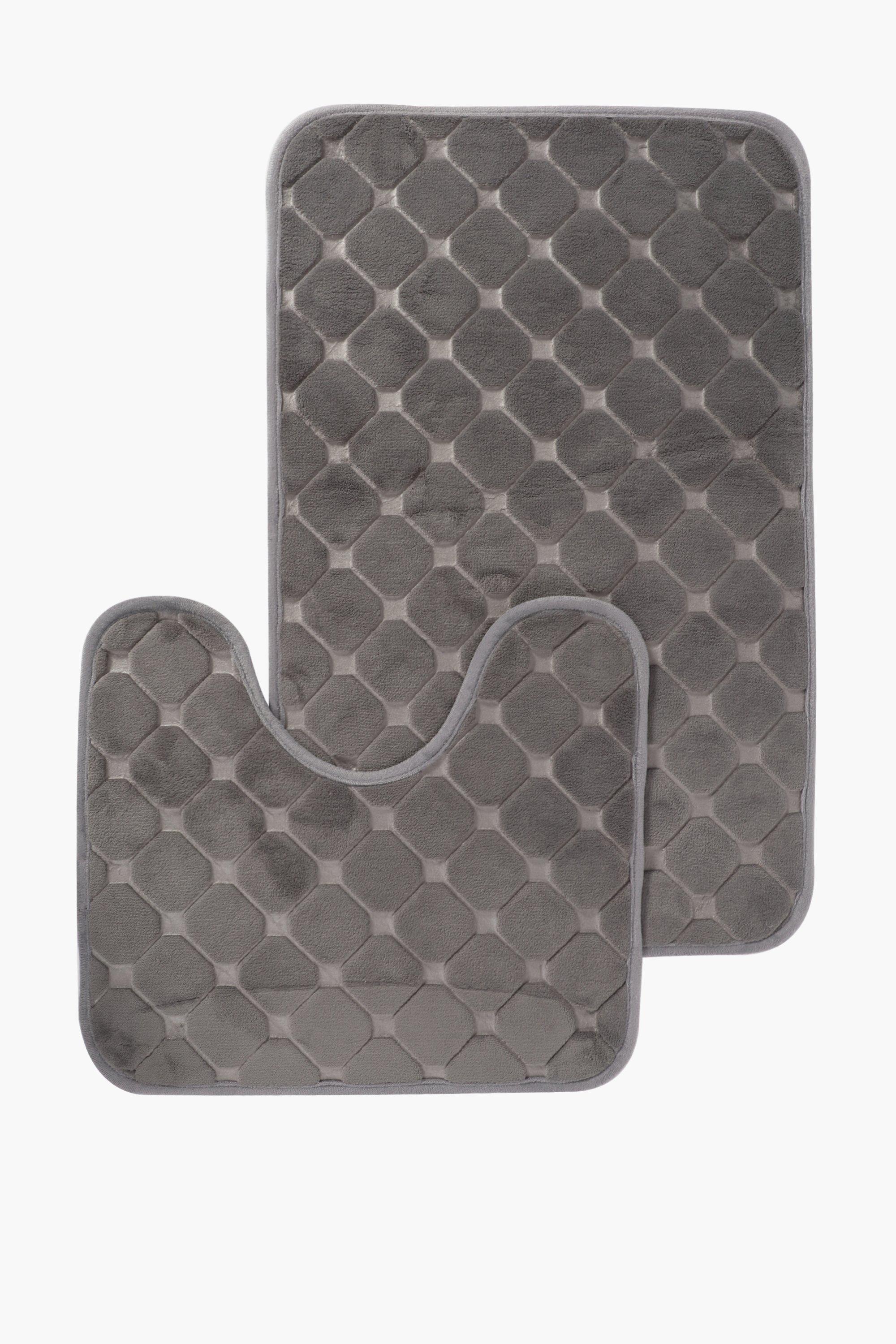 2 Piece Embossed Foam Bath Mat Set