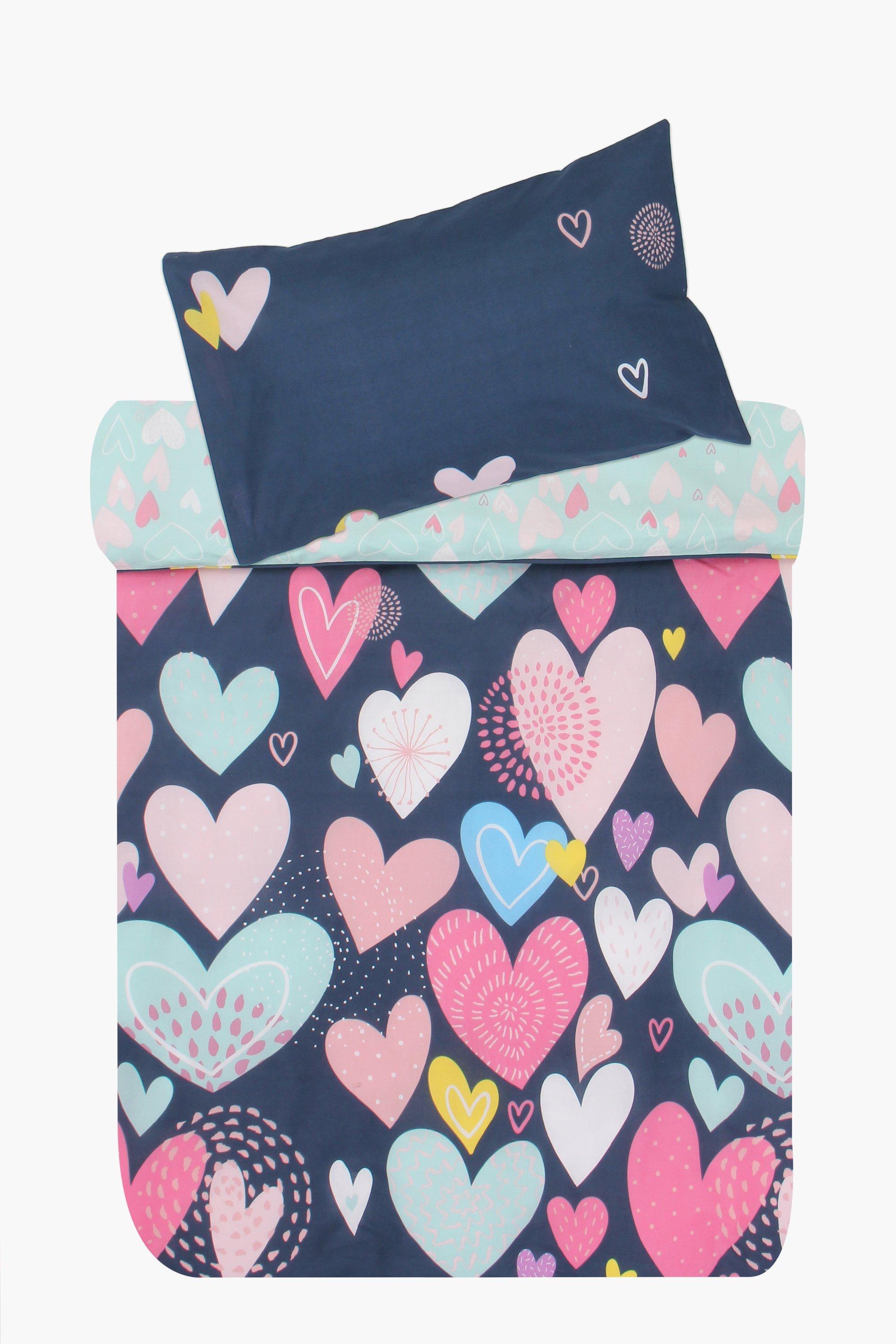 Polycotton Reversible Hearts Duvet Cover Set