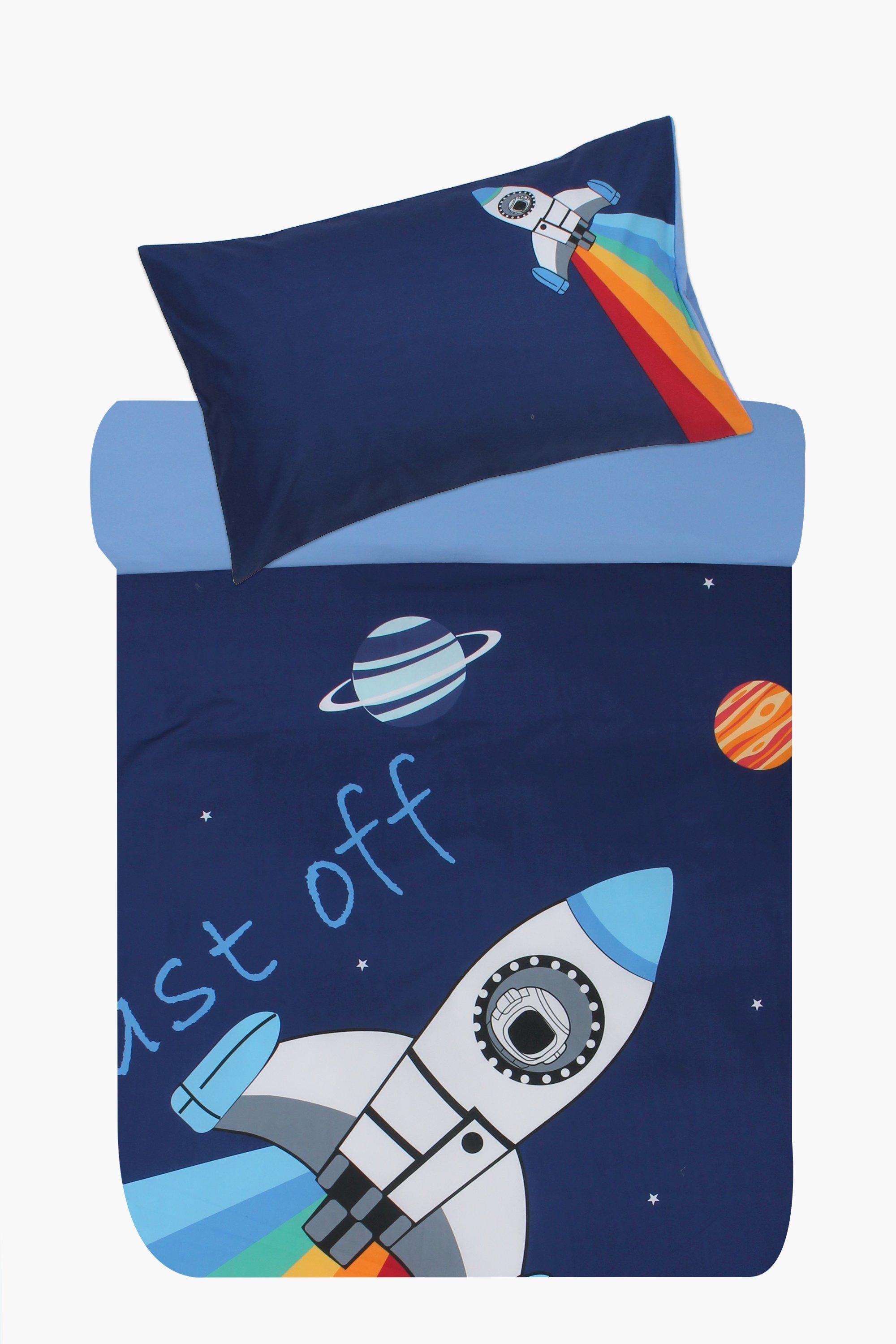 Microfibre Applique Rocket Reversible Comforter Set