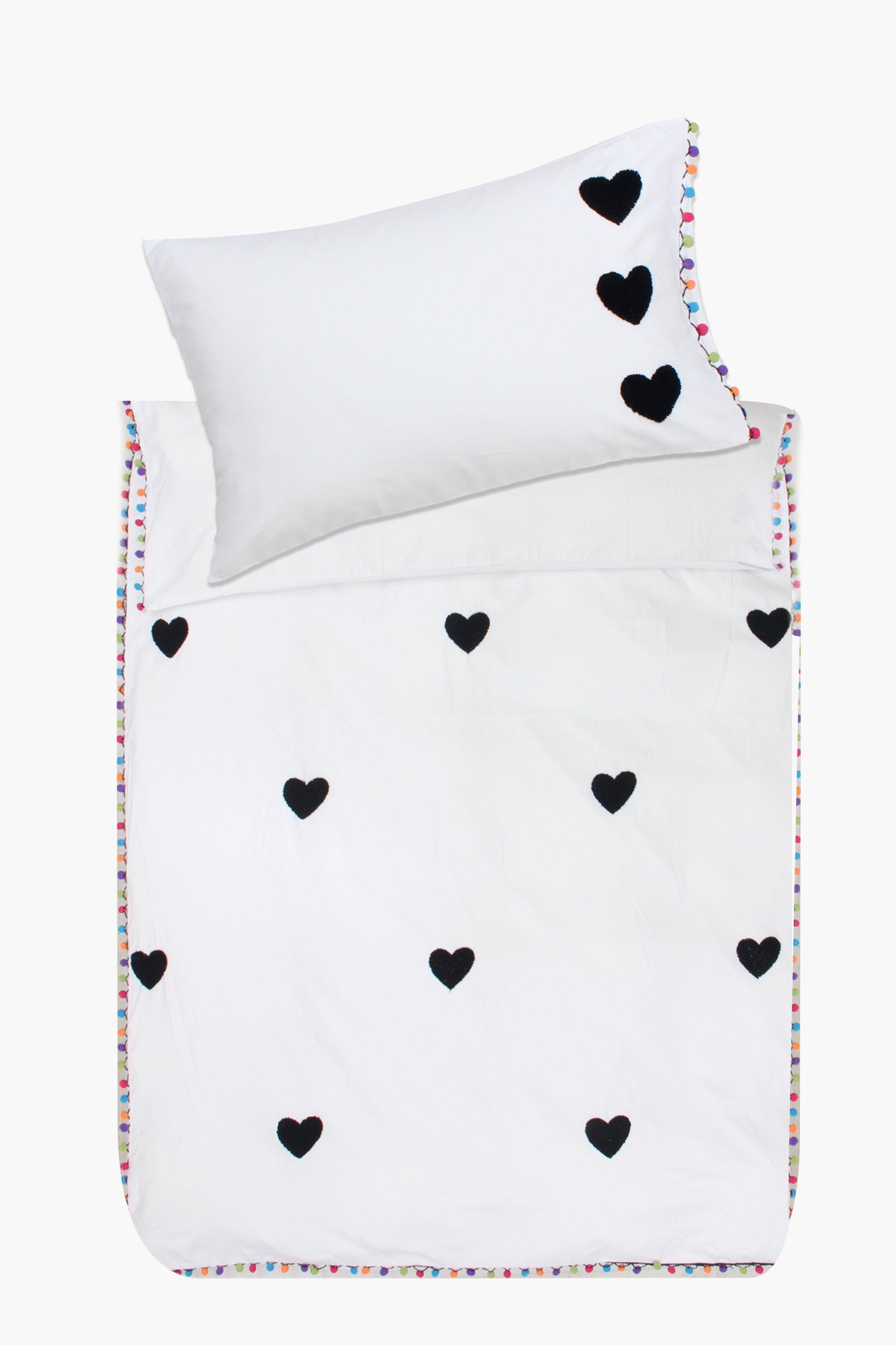 Microfibre Tufted Hearts Reversible Comforter Set