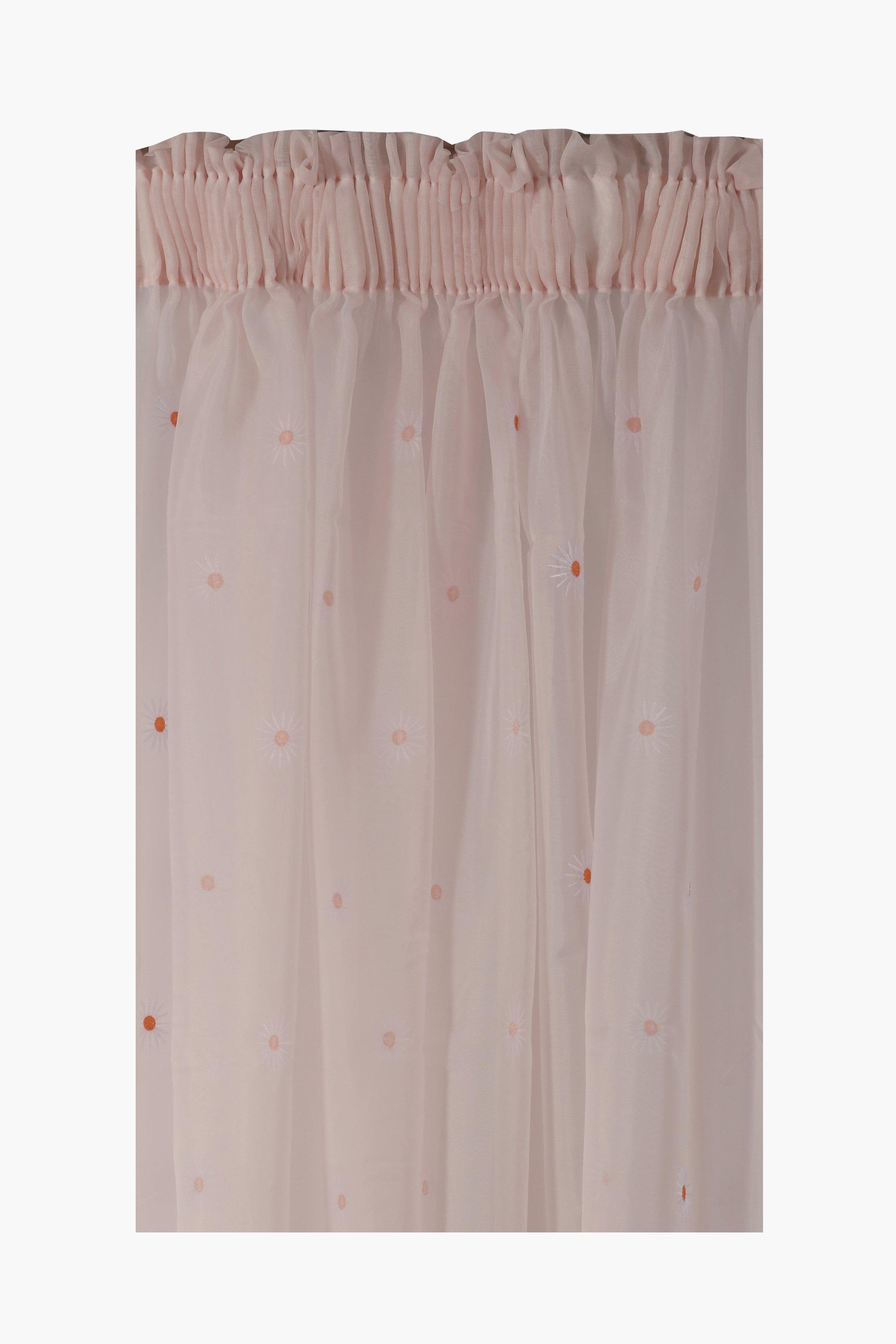 Embroidered Daisy Sheer Taped Curtain, 230x218cm
