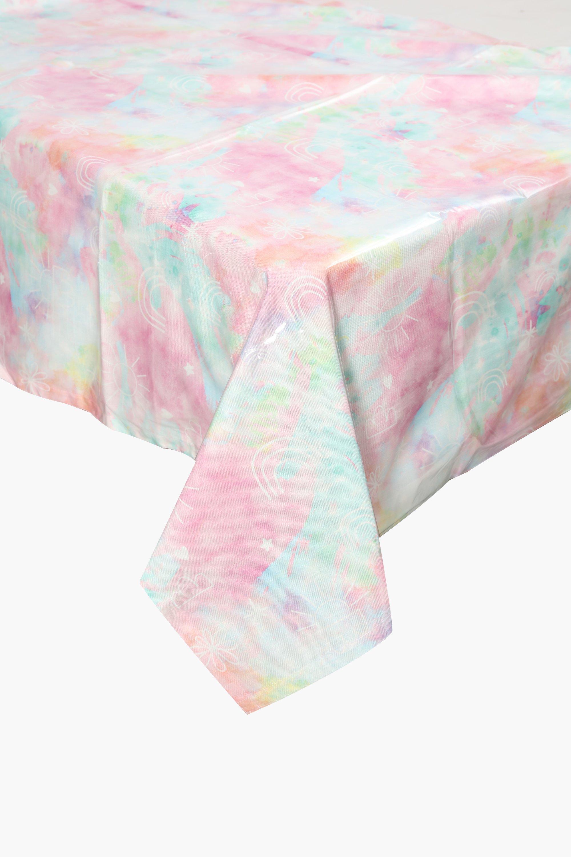 Plastic Covered Tie-dye Table Cloth