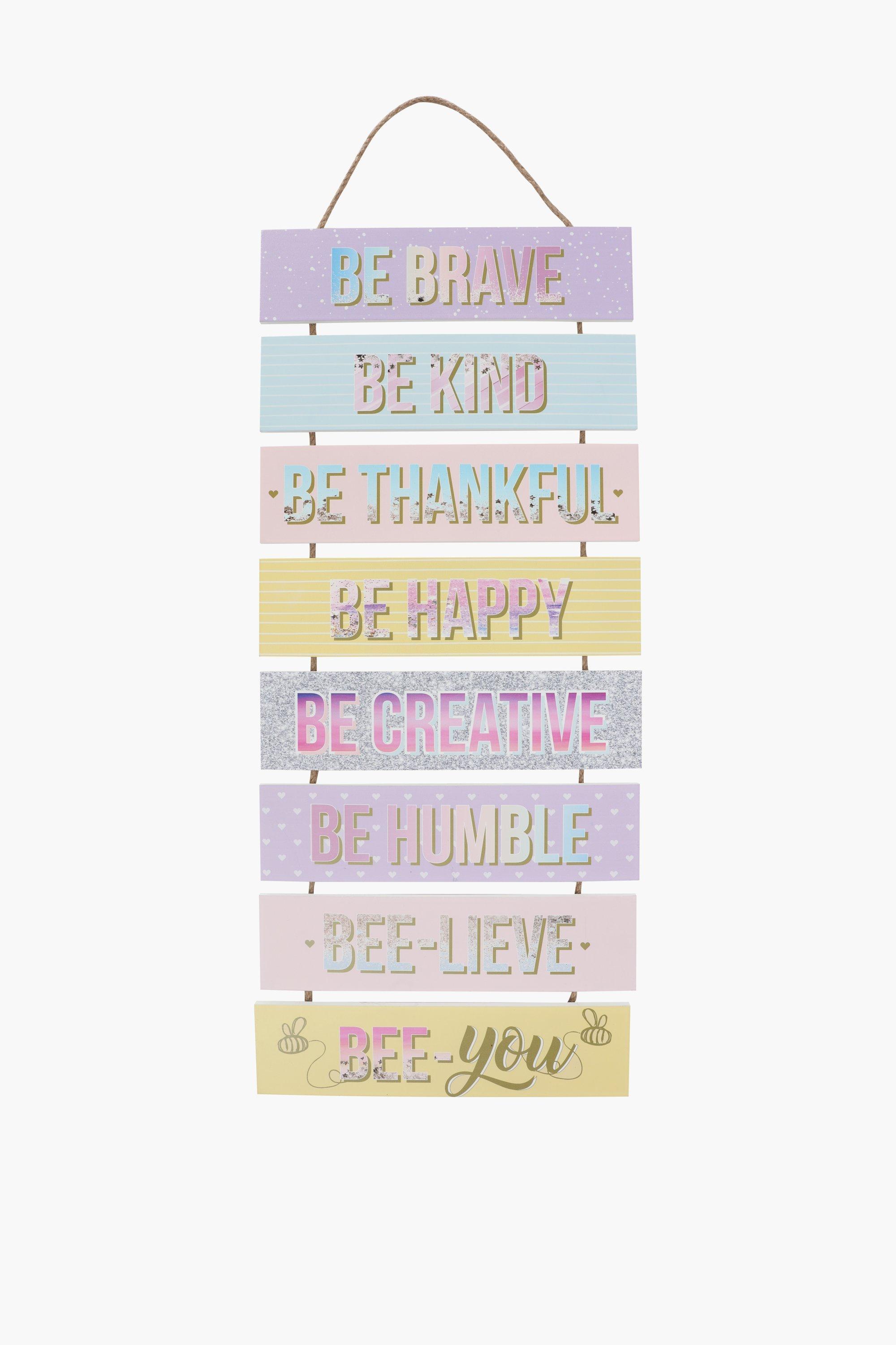 Rainbow Wooden Hanging Slatted Positive Words Sign