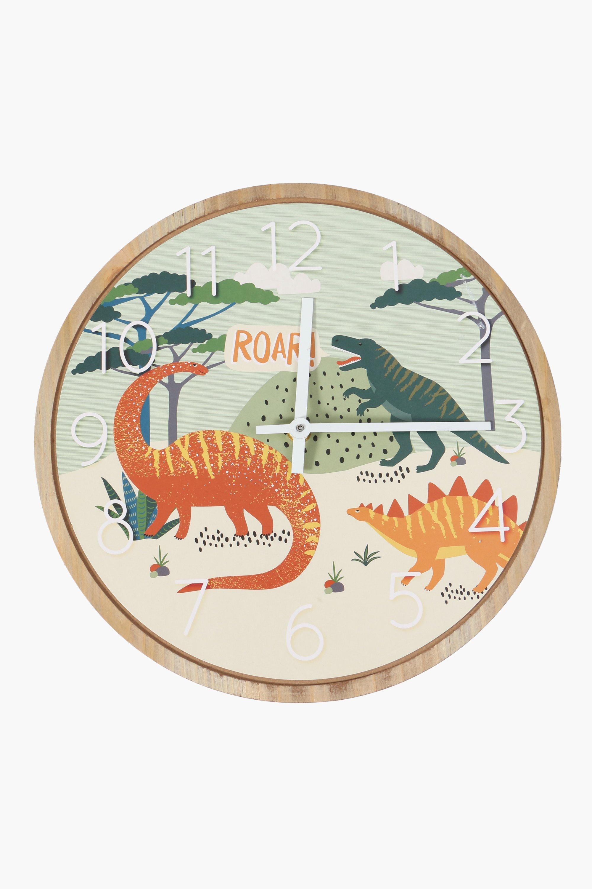 Dino Wooden Wall Clock 30cm