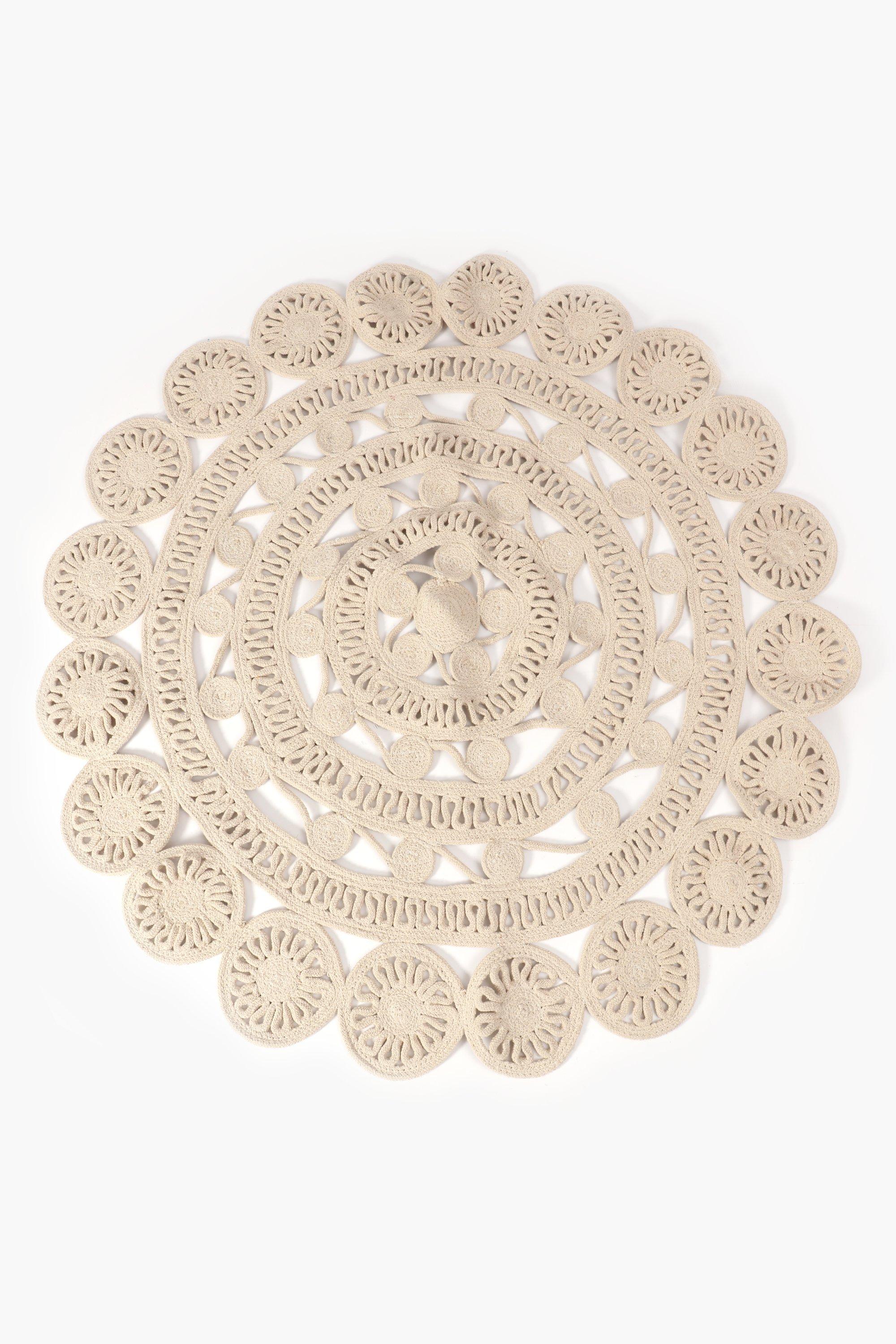 Round Lace Rope Crochet Rug, 120cm