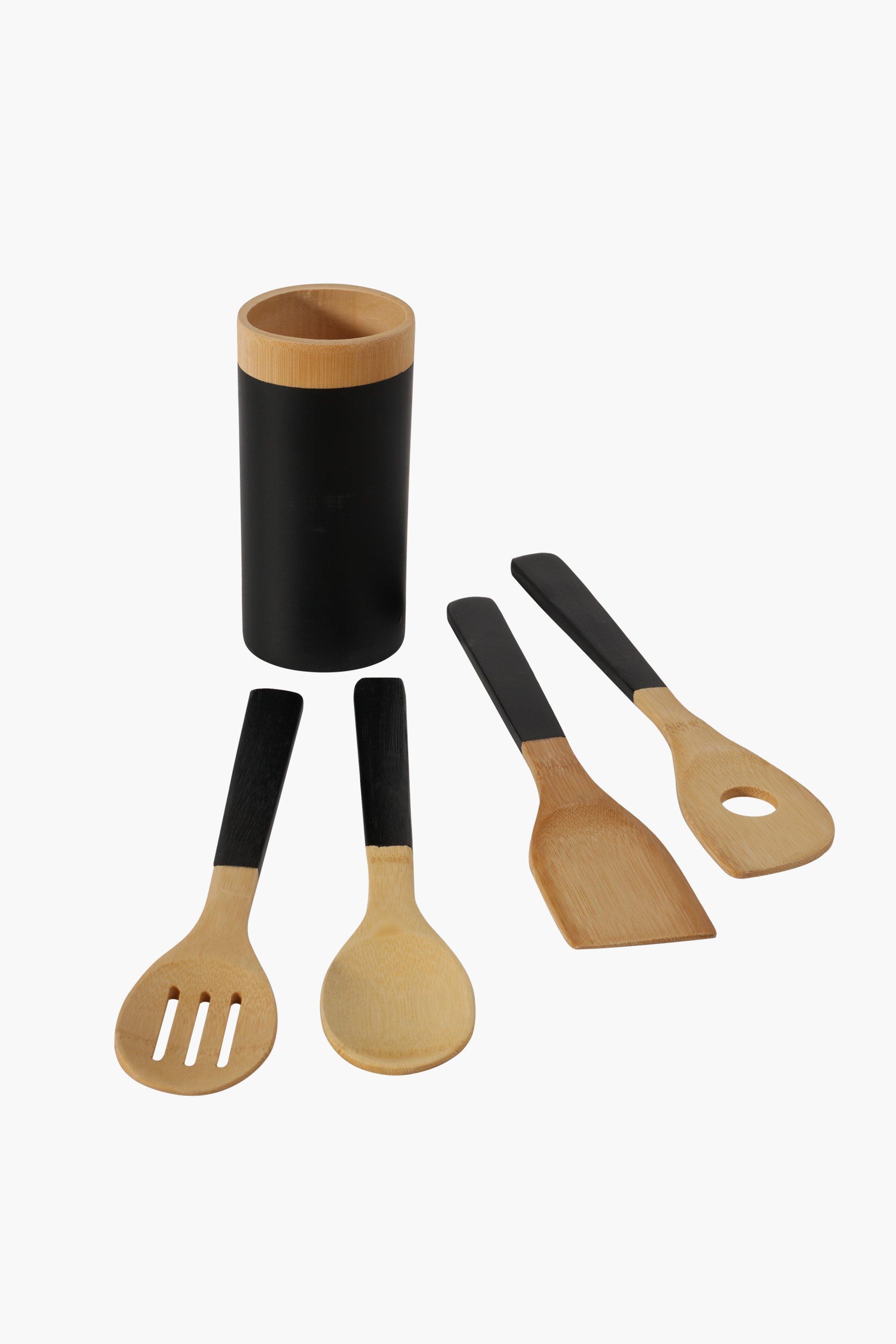 5 Piece Bamboo Utensil Set